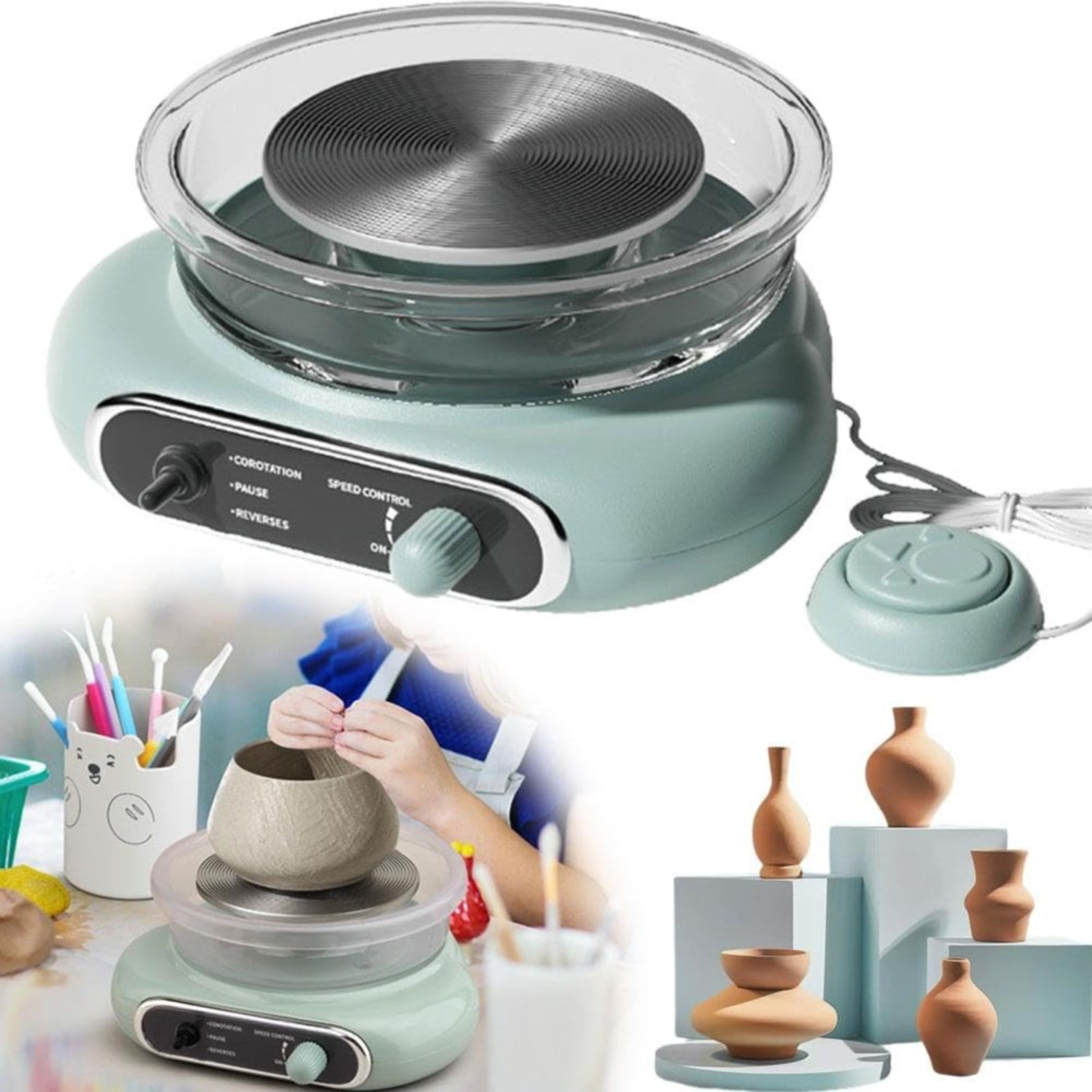 Flash Deals! Pottery Machine Mini Pottery Wheel Kit Electric Pottery ...