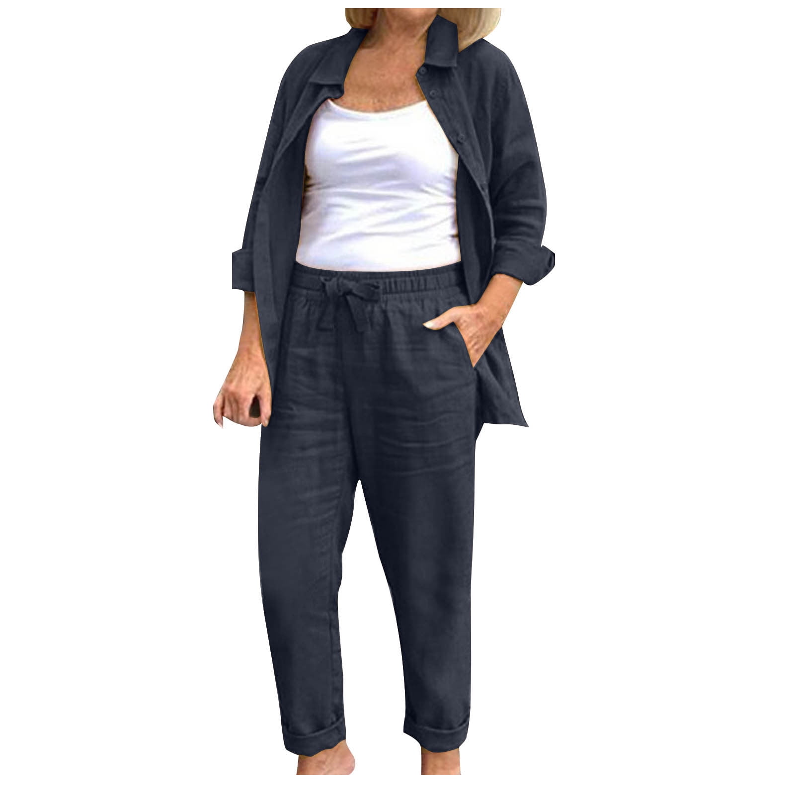 Flash Deals, RbCulf Women's 2024 Fall Two Piece Sets Cotton Linen ...