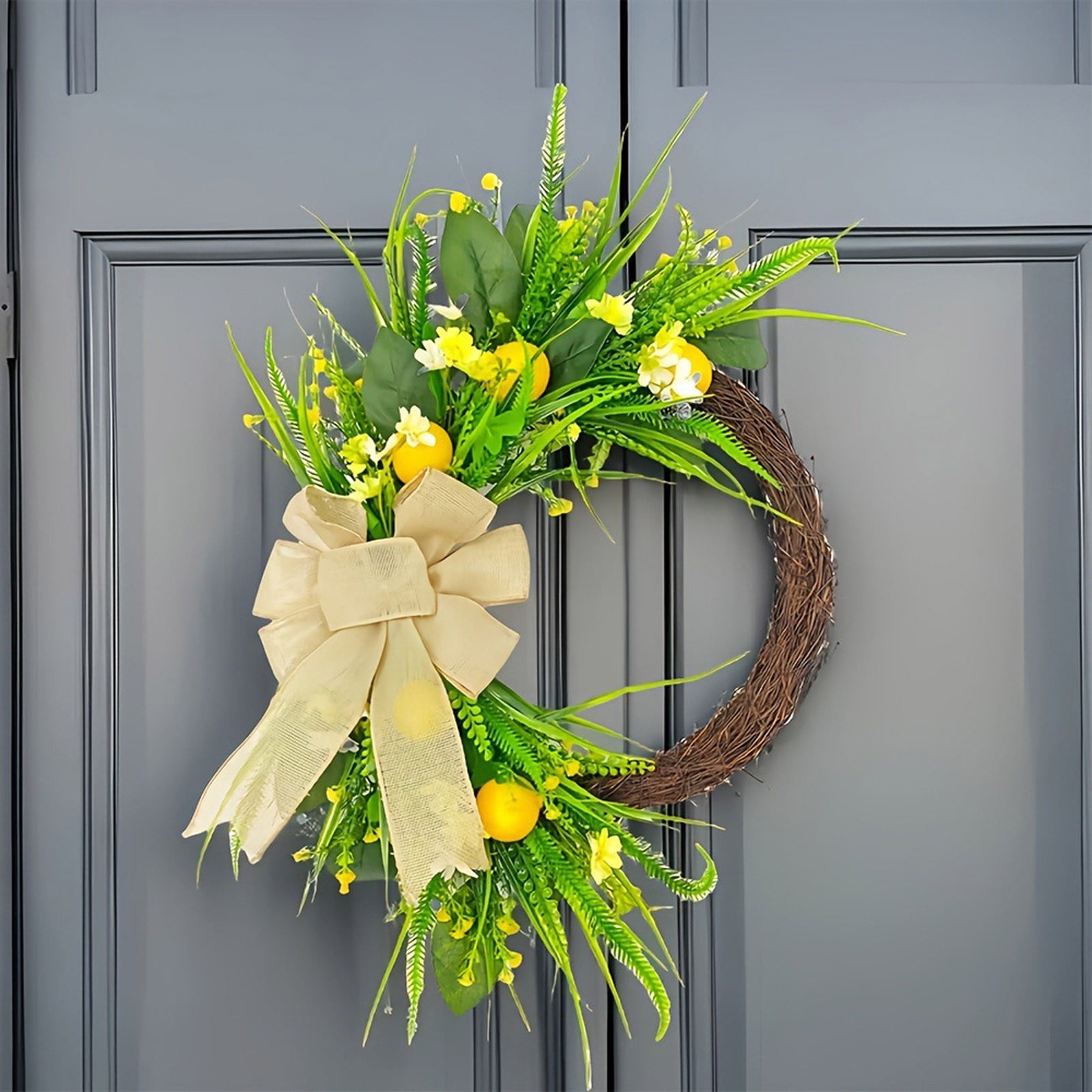 Spring Wreaths for Front Door, InsCrazy Flower Garlands Door Hanging ...