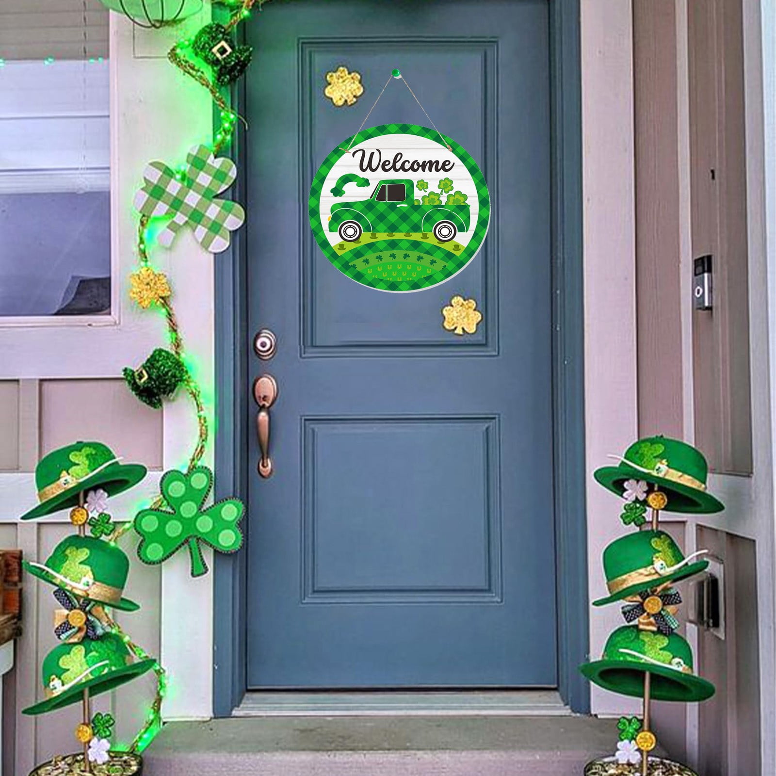 Flash Deals Welcome Sign St Day Door Decor For The Home Wood Hanging ...