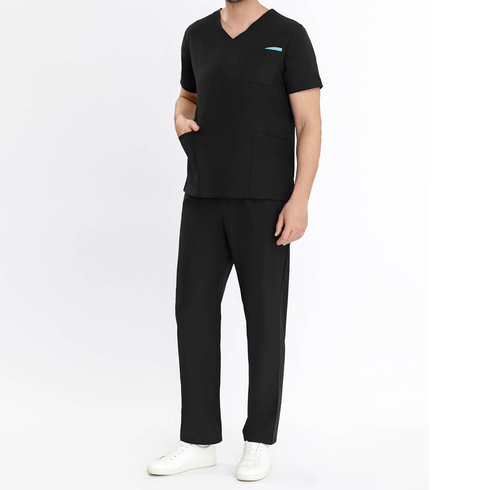 YODETEY Unisex Short-Sleeve V-Neck Uniform Set for Healthcare ...