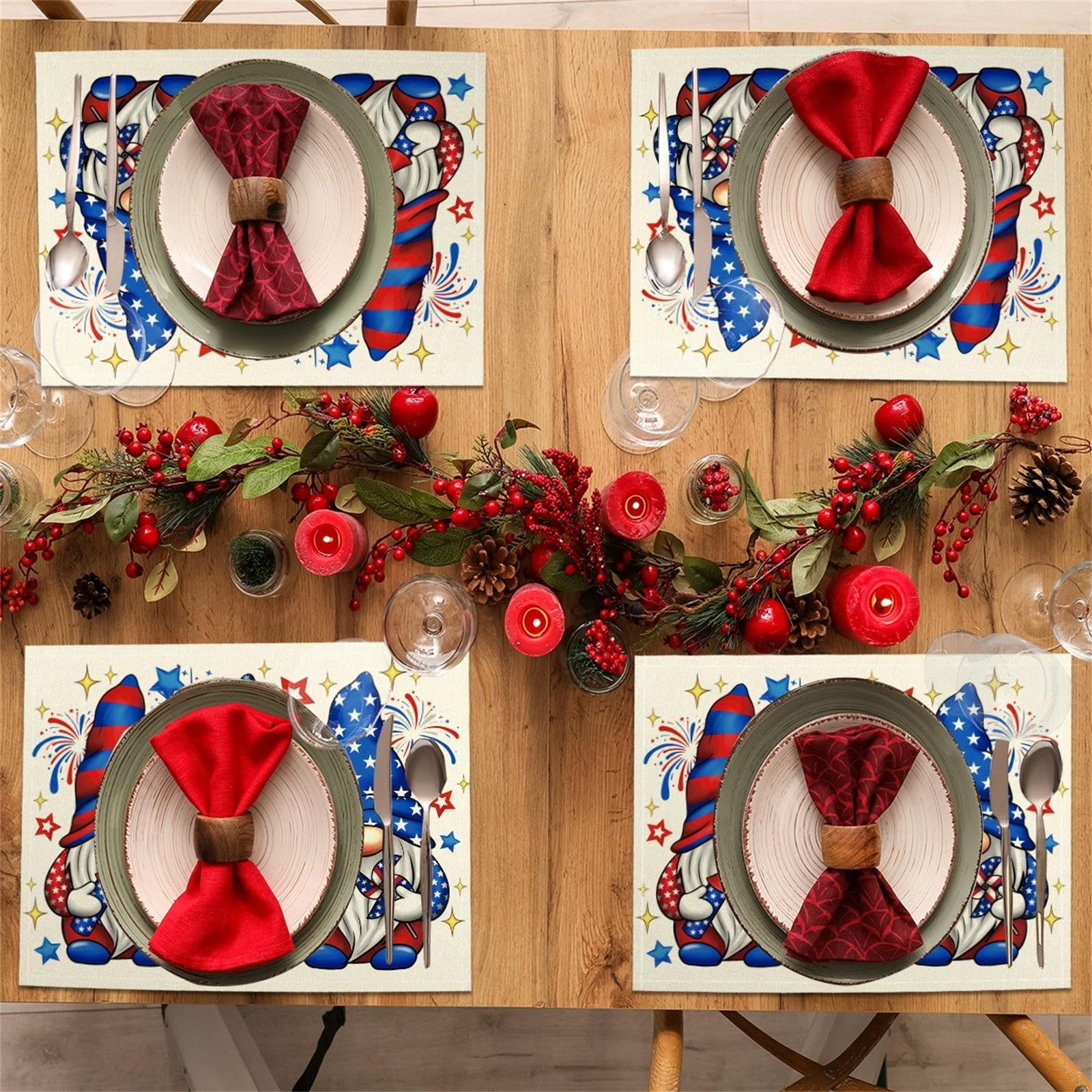 Flash Deals karymi Fourth of July Flag Four-piece Meal Mat Home Kitchen ...