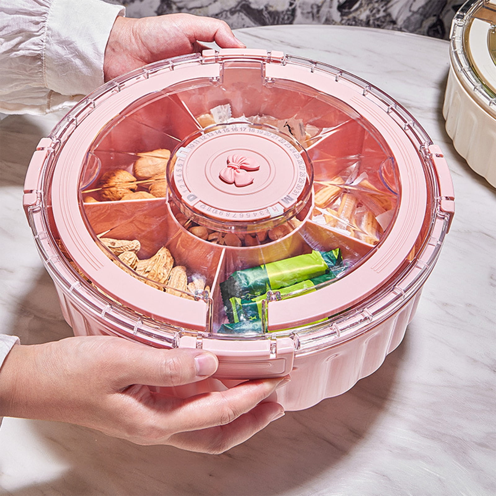 mtvxesu Plastic Fruit Bowl With Dividers Snack Storage Box For Coffee ...