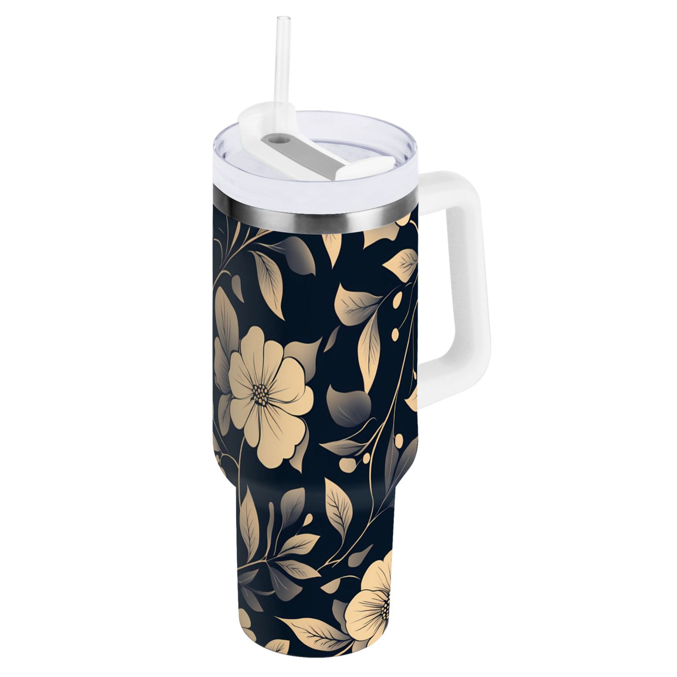 Flash Flower and Leaf Tumbler with Handle and Straw Lid 30 oz Insulated ...