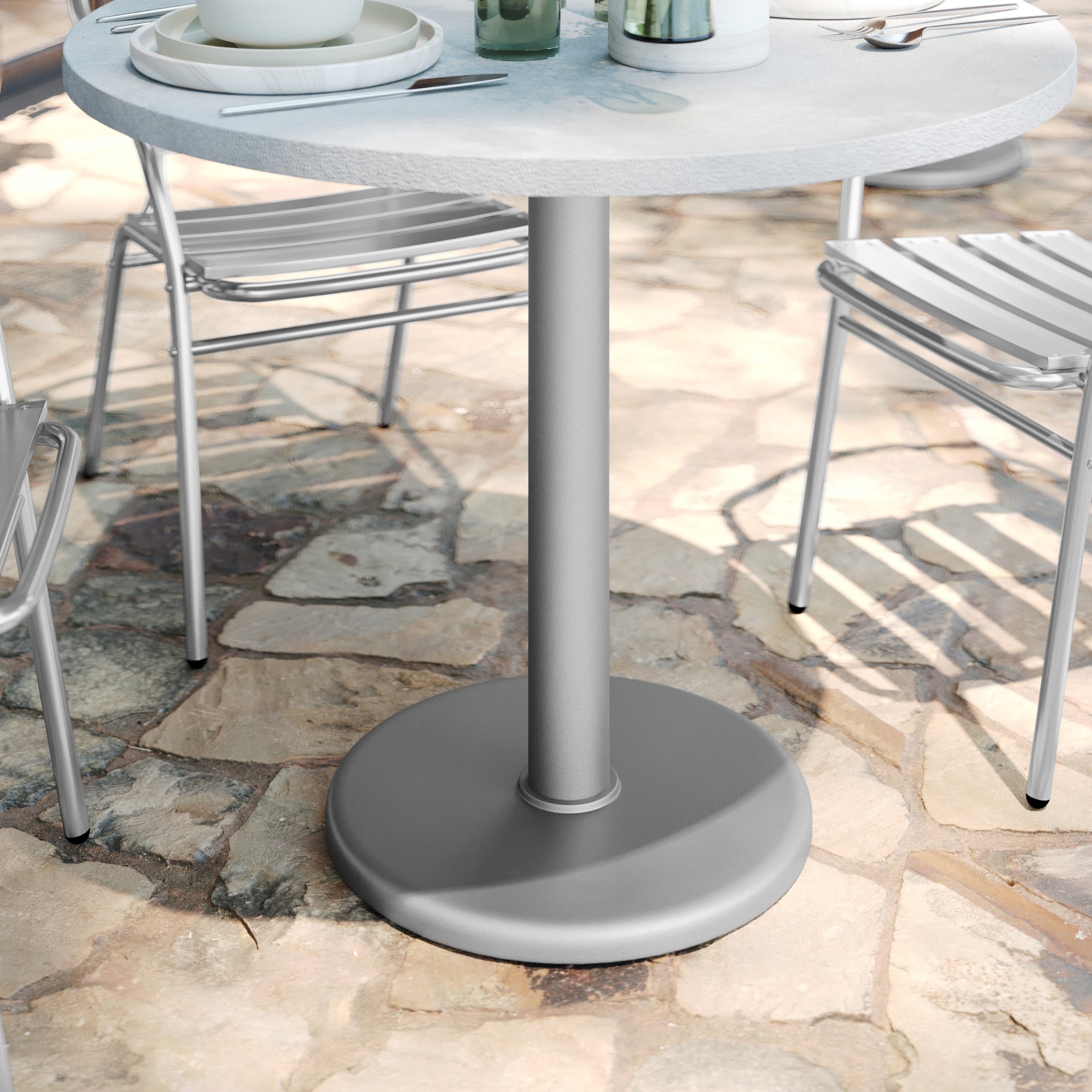 Flash Furniture 18'' Round Restaurant Indoor/Outdoor Table Base with 3 ...
