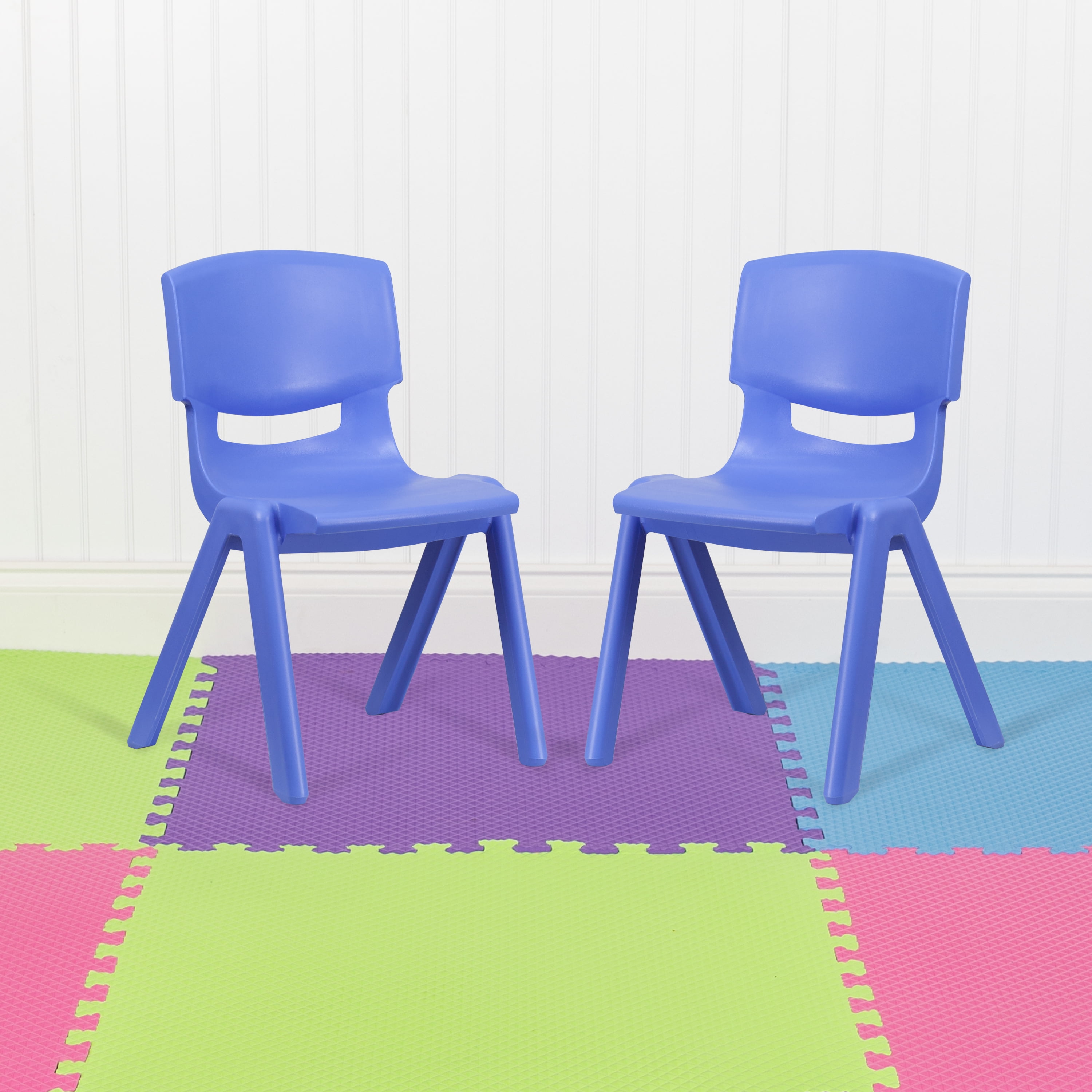 Flash Furniture 2 Pack Blue Plastic Stackable School Chair with 15.5 ...