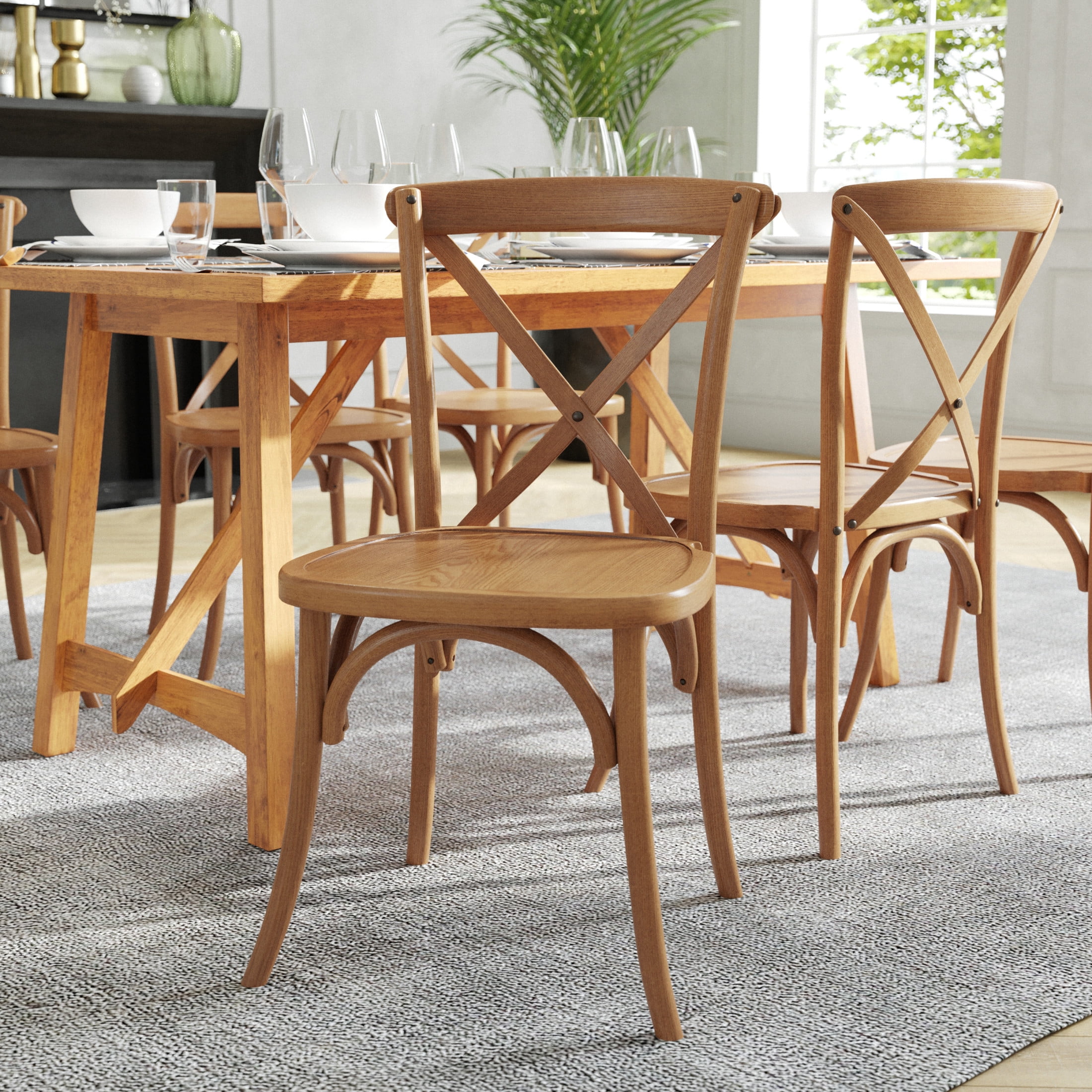 Flash Furniture 2 Pack HERCULES Series Pecan Cross Back Chair, Heavy ...
