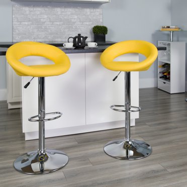Topeakmart Set of 2 Adjustable Bar/Office Stools Square Back Counter ...