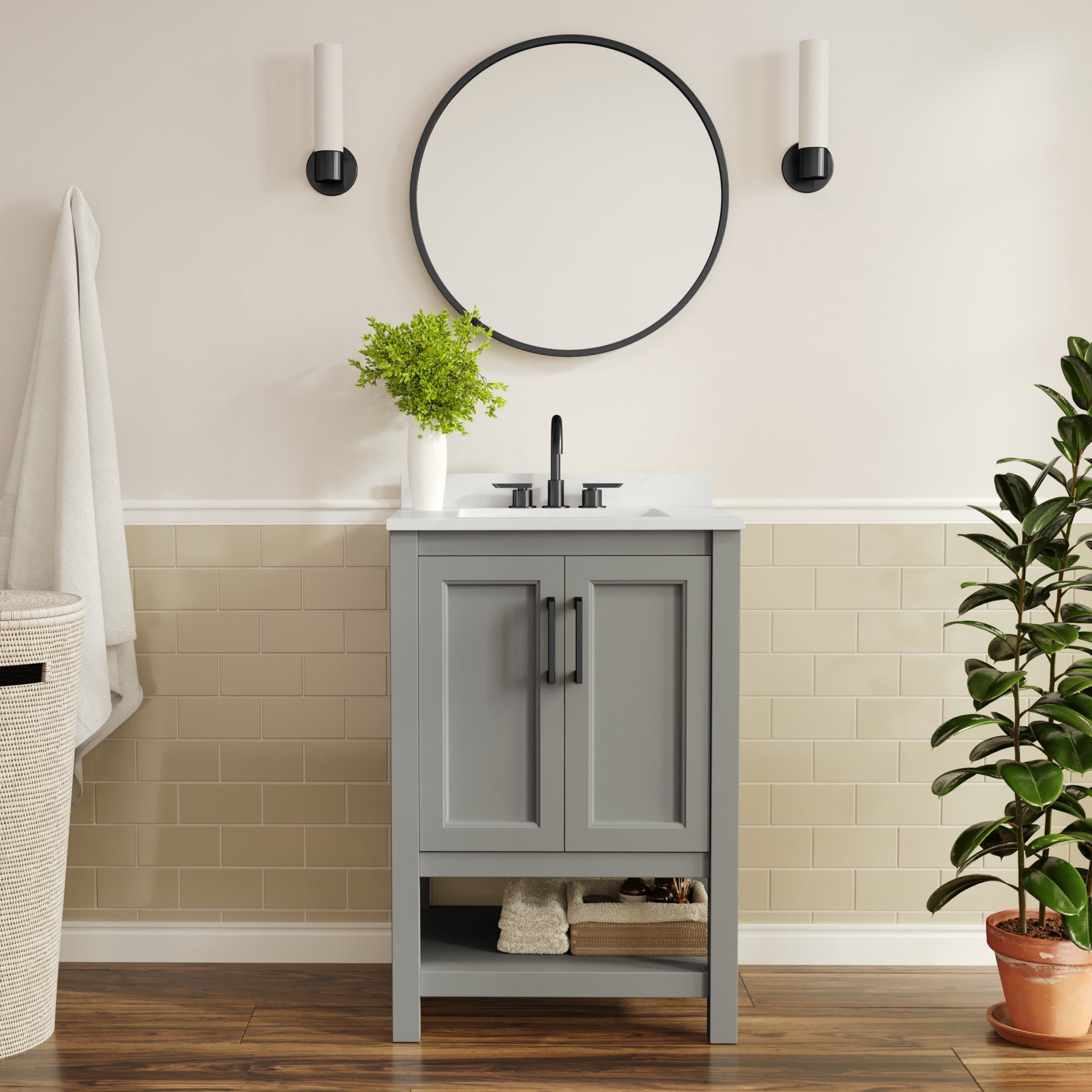 Flash Furniture 24" Bathroom Vanity with Sink, Storage Cabinet with ...