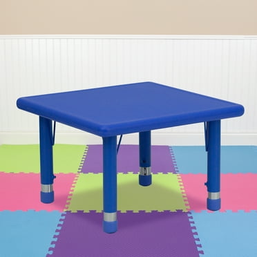Flash Furniture 21.875''W x 26.625''L Rectangular Blue Plastic Height ...