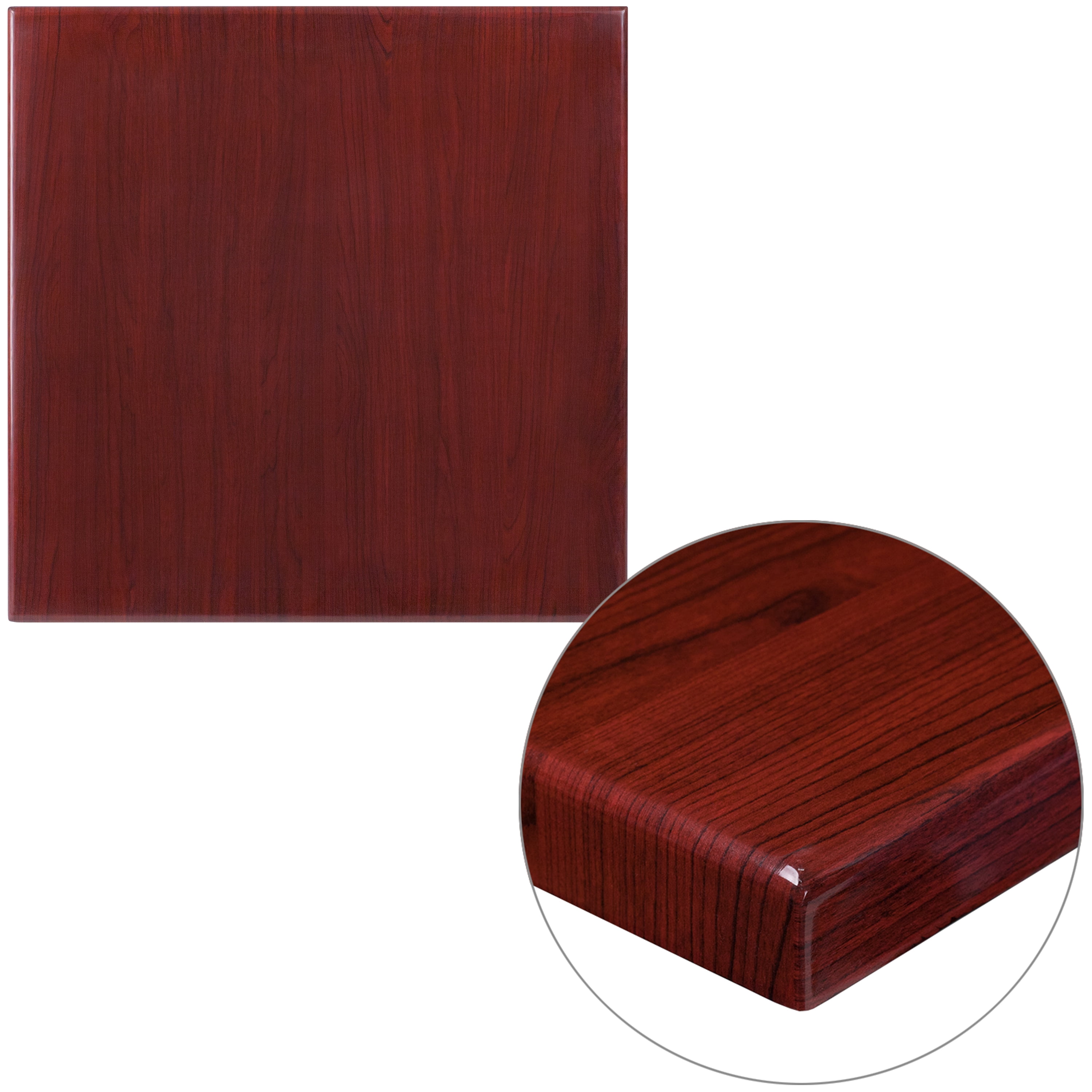 Flash Furniture 24'' Square High-Gloss Mahogany Resin Table Top with 2 ...