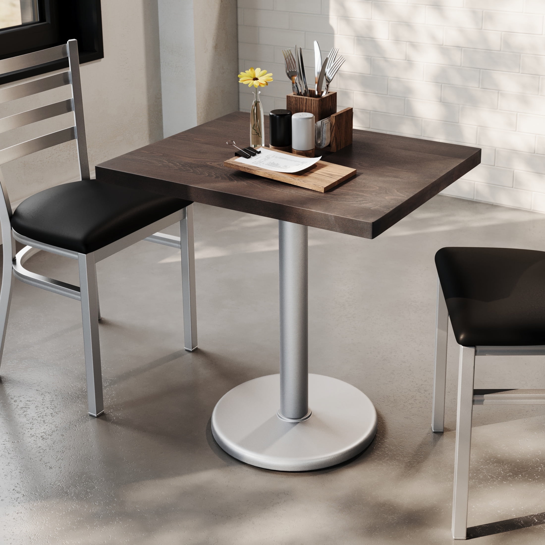 Flash Furniture 24" x 30" Solid Wood Commercial Indoor Tabletop in Dark ...