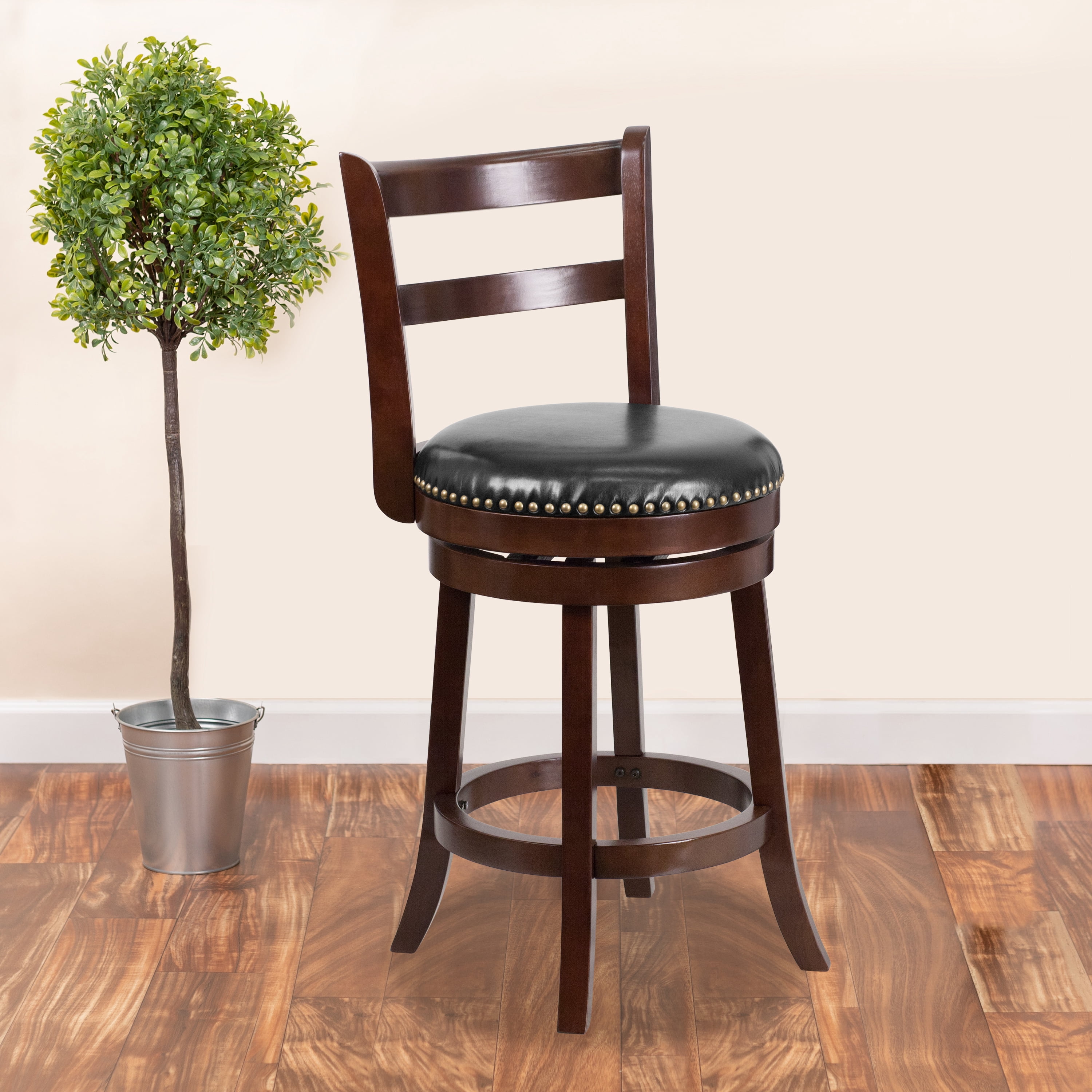 Flash Furniture 26'' High Cappuccino Wood Counter Height Stool with ...