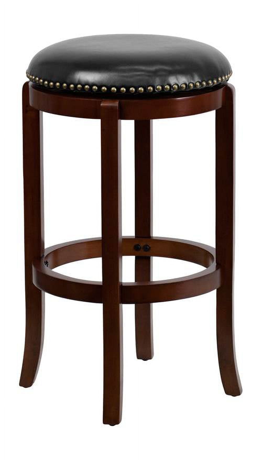 Flash Furniture 29" Backless Wood Bar Stool with Black Leather Swivel ...