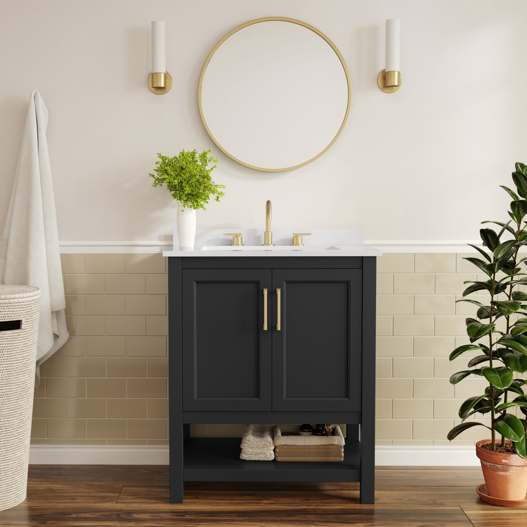 Flash Furniture 30" Bathroom Vanity with Sink, Storage Cabinet with ...