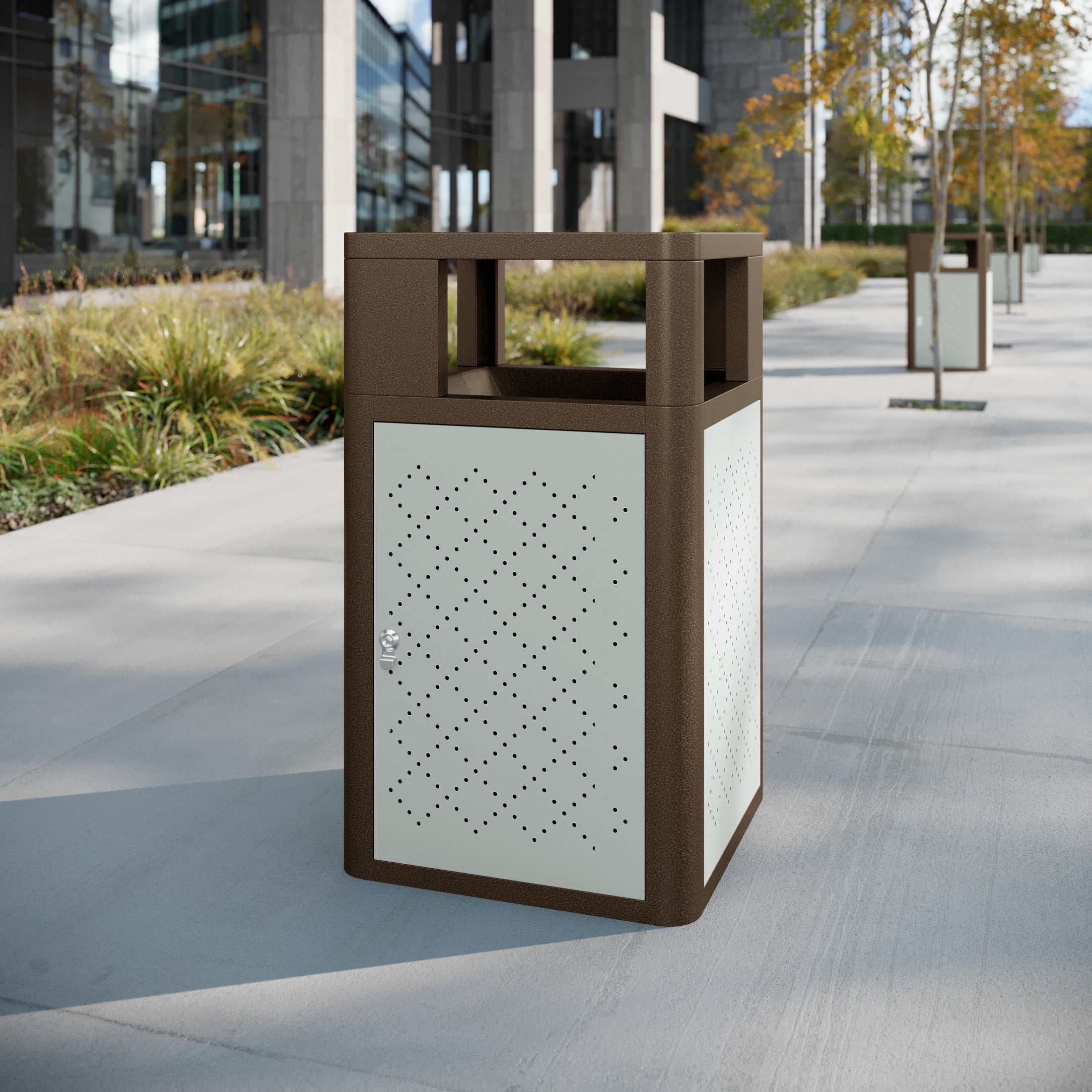 Flash Furniture Brooks Steel Indoor-Outdoor Trash Can with Locking ...