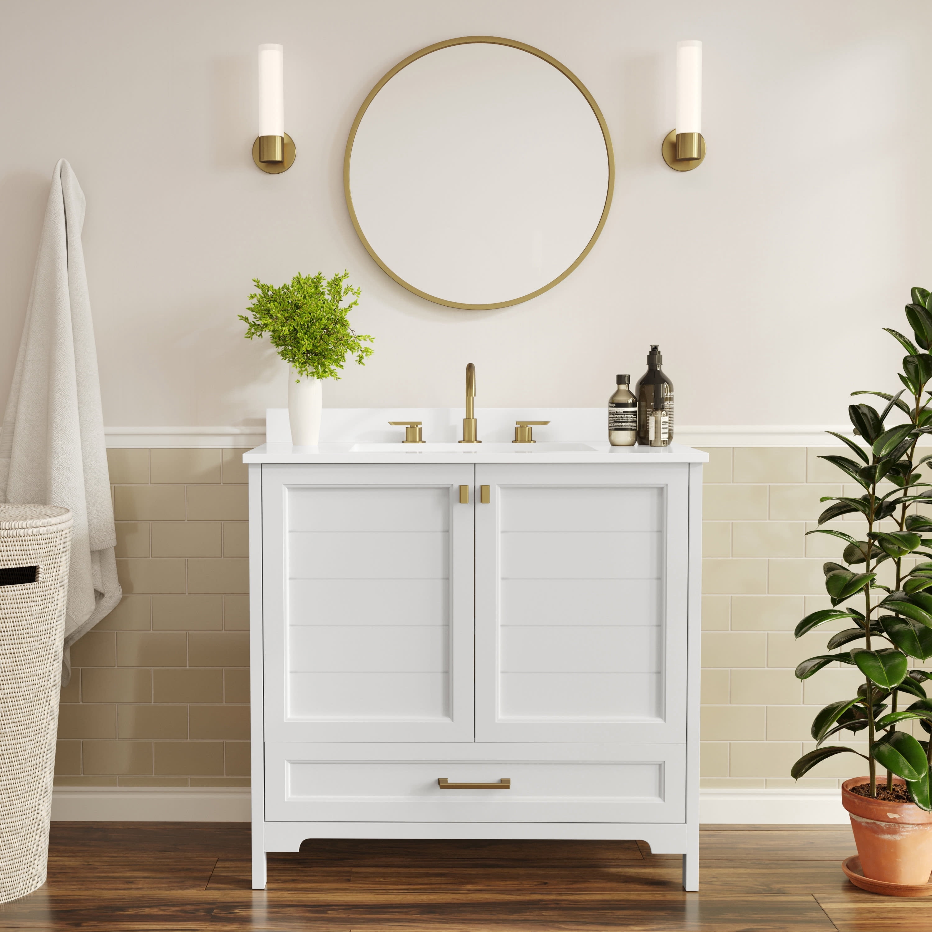 Flash Furniture Haven 36" Bathroom Vanity with Sink and Storage Cabinet ...