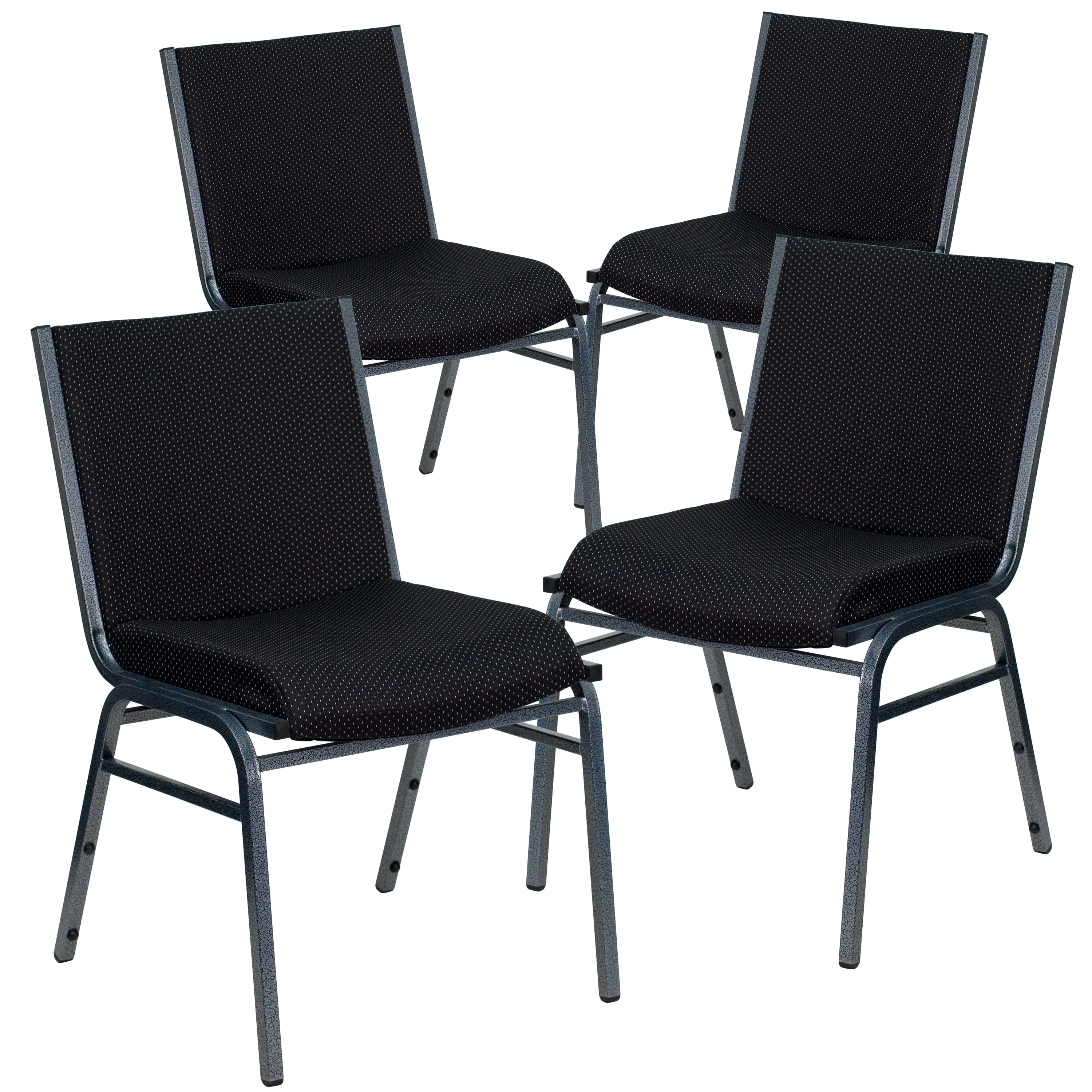 Flash Furniture, Stack Chair, Heavy Duty Black Dot Fabric 4 Pack ...