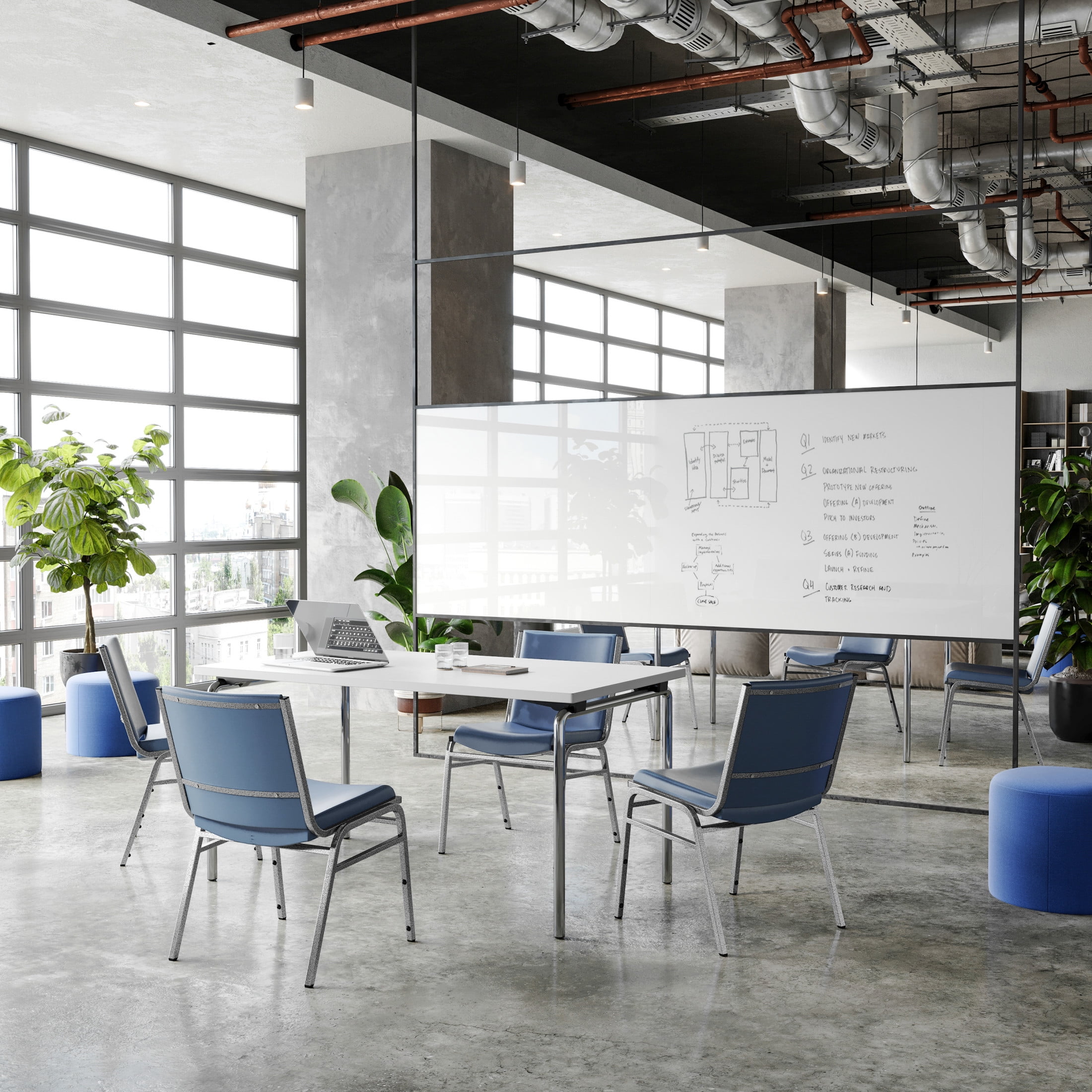 Flash Furniture 4 Pack Heavy Duty Navy Vinyl Stack Chairs - Walmart.com