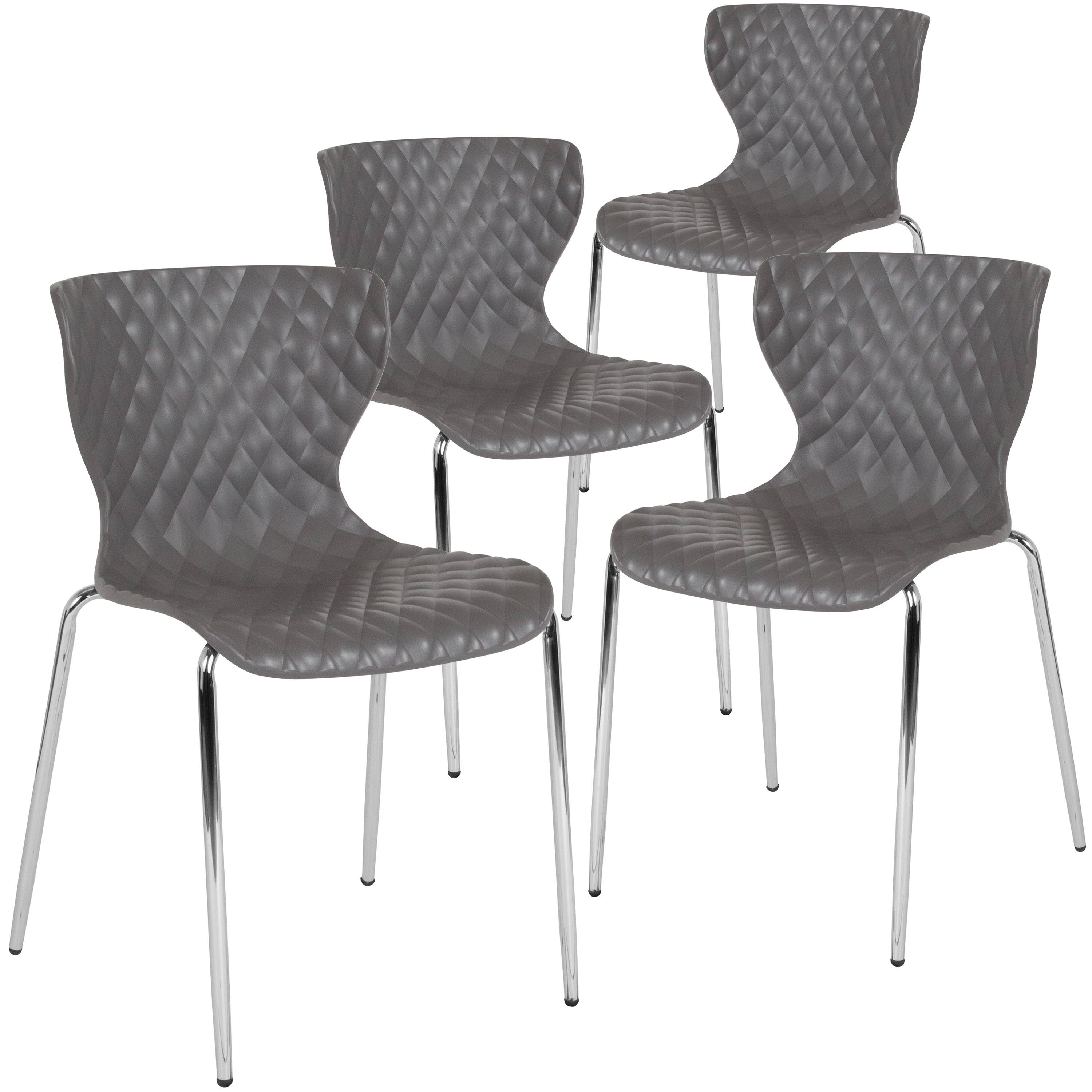 Flash Furniture 4 Pack Lowell Contemporary Design Gray Plastic Stack ...