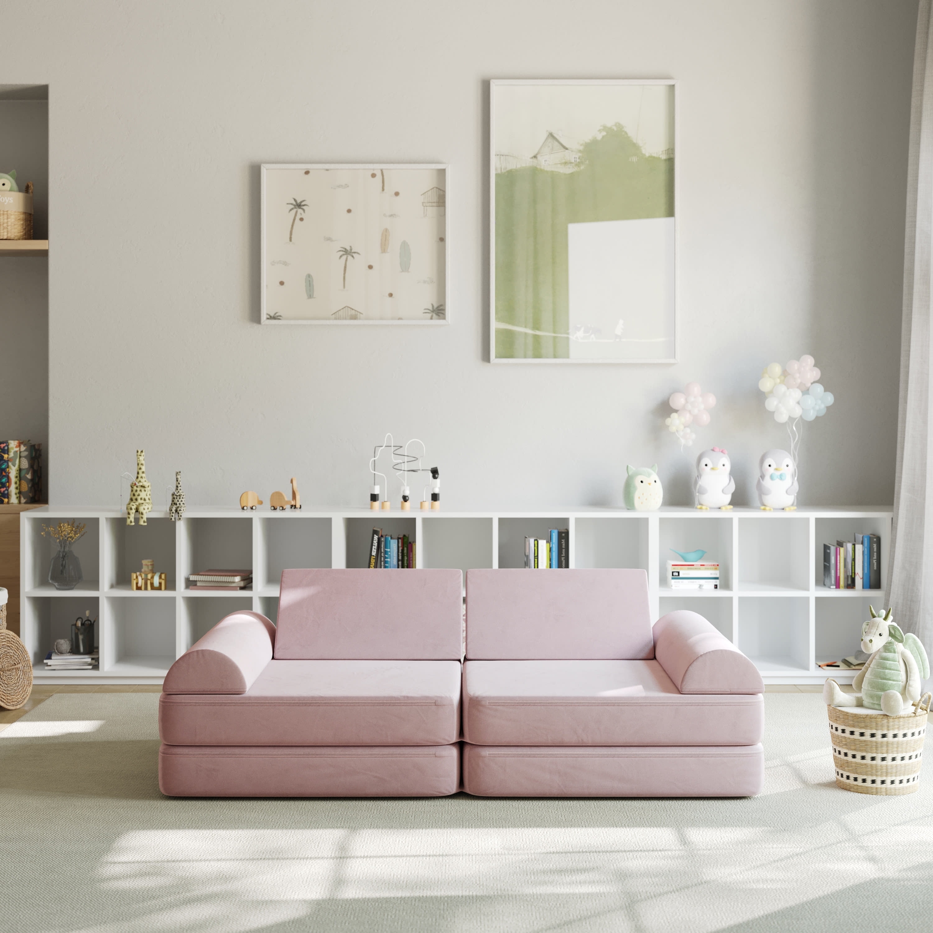 Flash Furniture 56" Modular Kids Play Couch with 6 Soft Foam Sectional ...