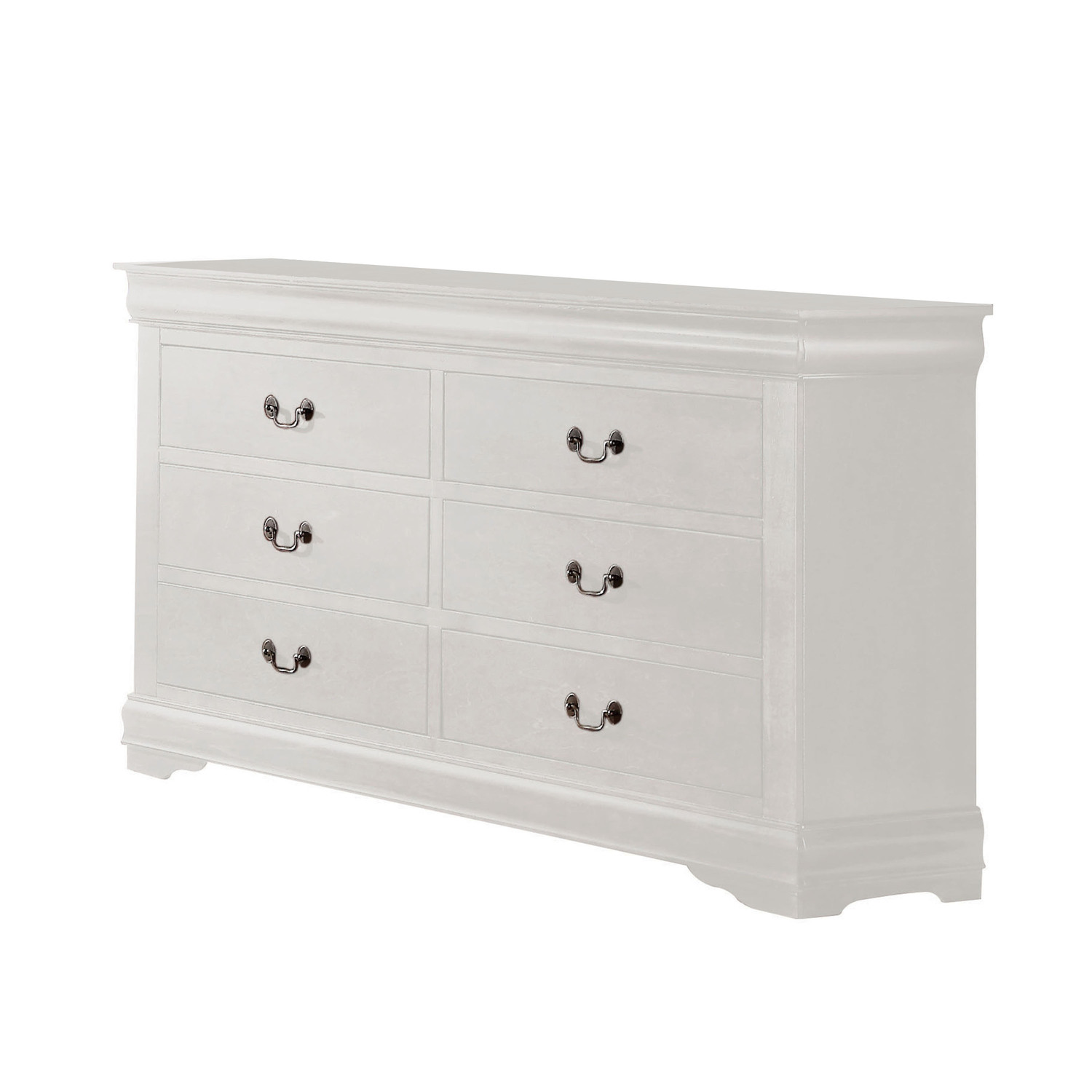 6 Drawer Wooden Dresser with Metal Hanging Pulls and Bracket Feet White ...