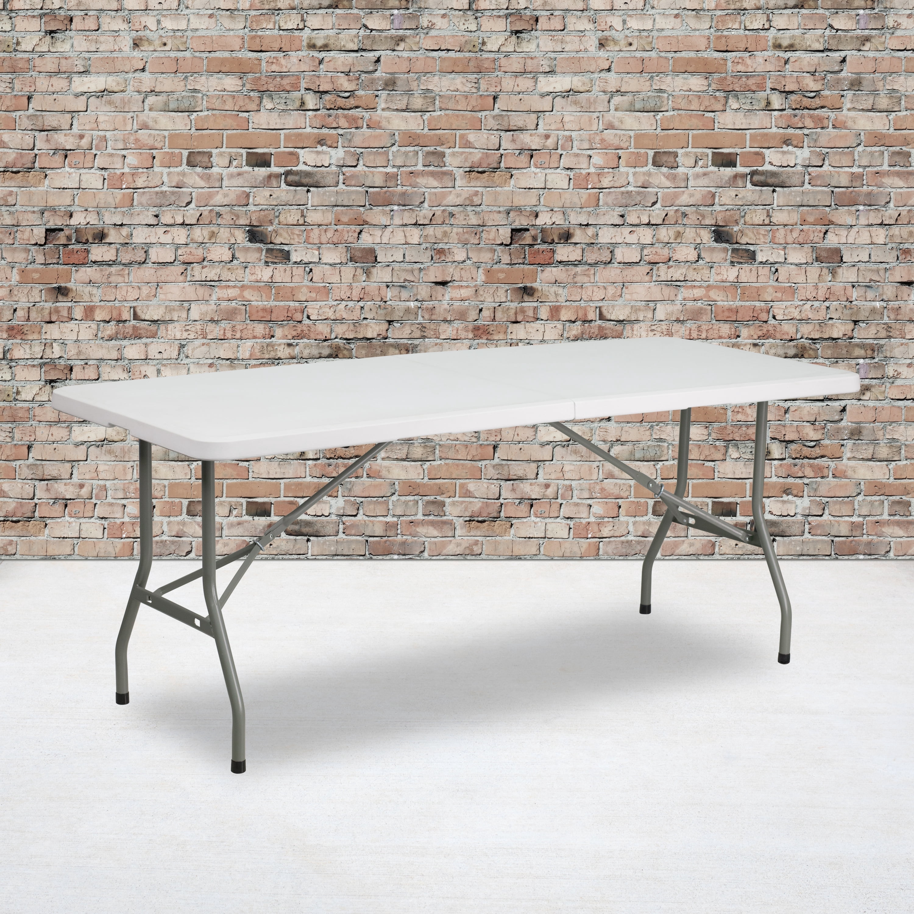 Flash Furniture 6-Foot Bi-Fold Granite White Plastic Folding Table ...