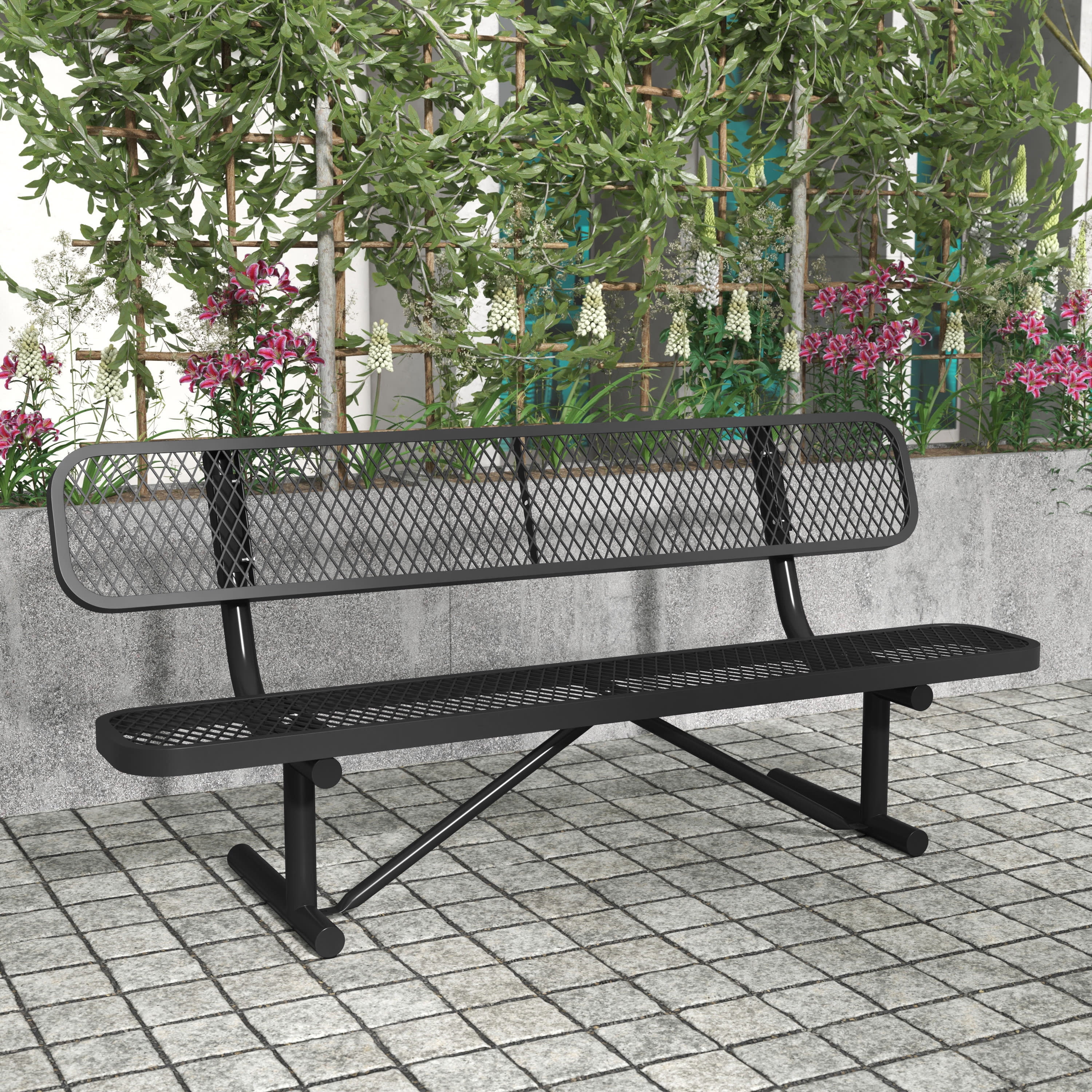 Flash Furniture 6' Outdoor Bench with Backrest, Commercial Grade ...