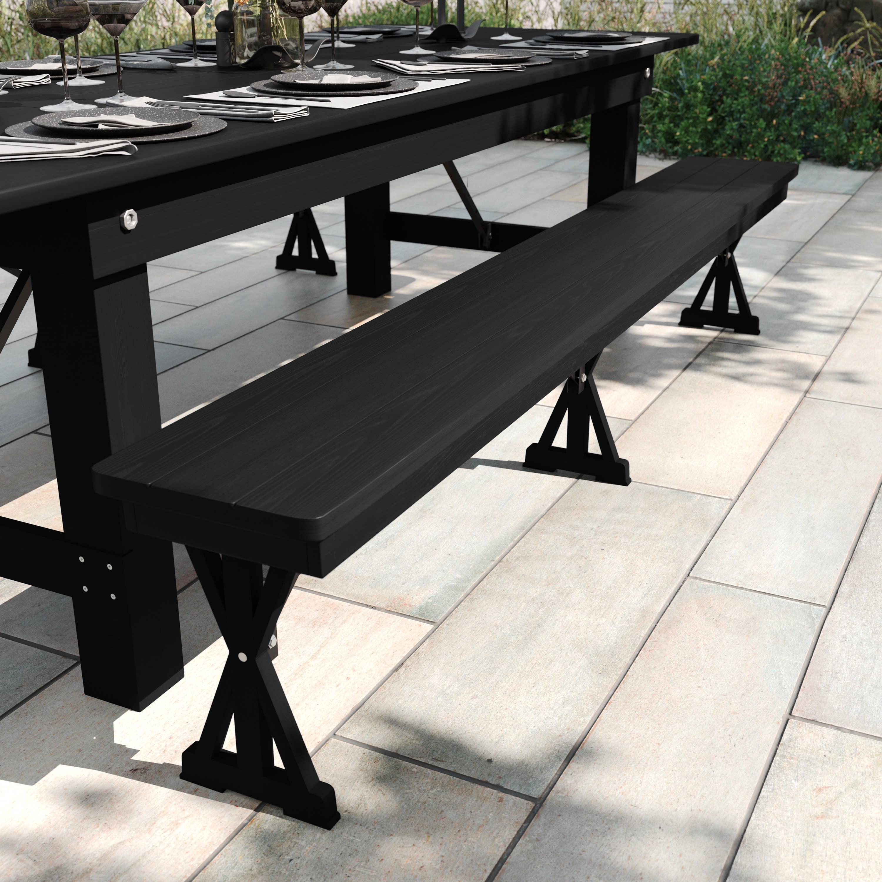 Flash Furniture 8' x 12'' Black Wash Commercial Antique Solid Pine ...