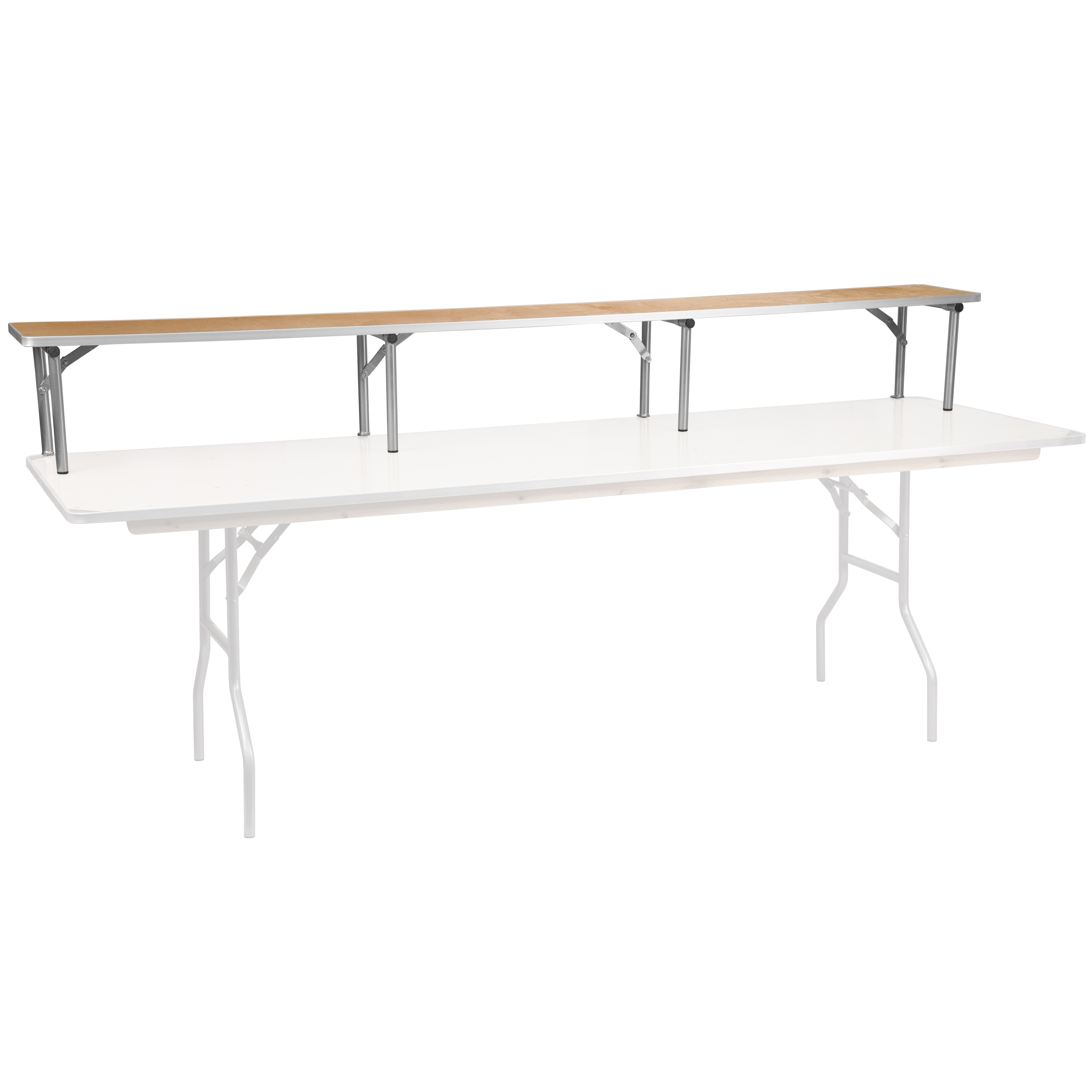 Flash Furniture 96'' x 12'' x 12'' Birchwood Bar Top Riser with Silver ...