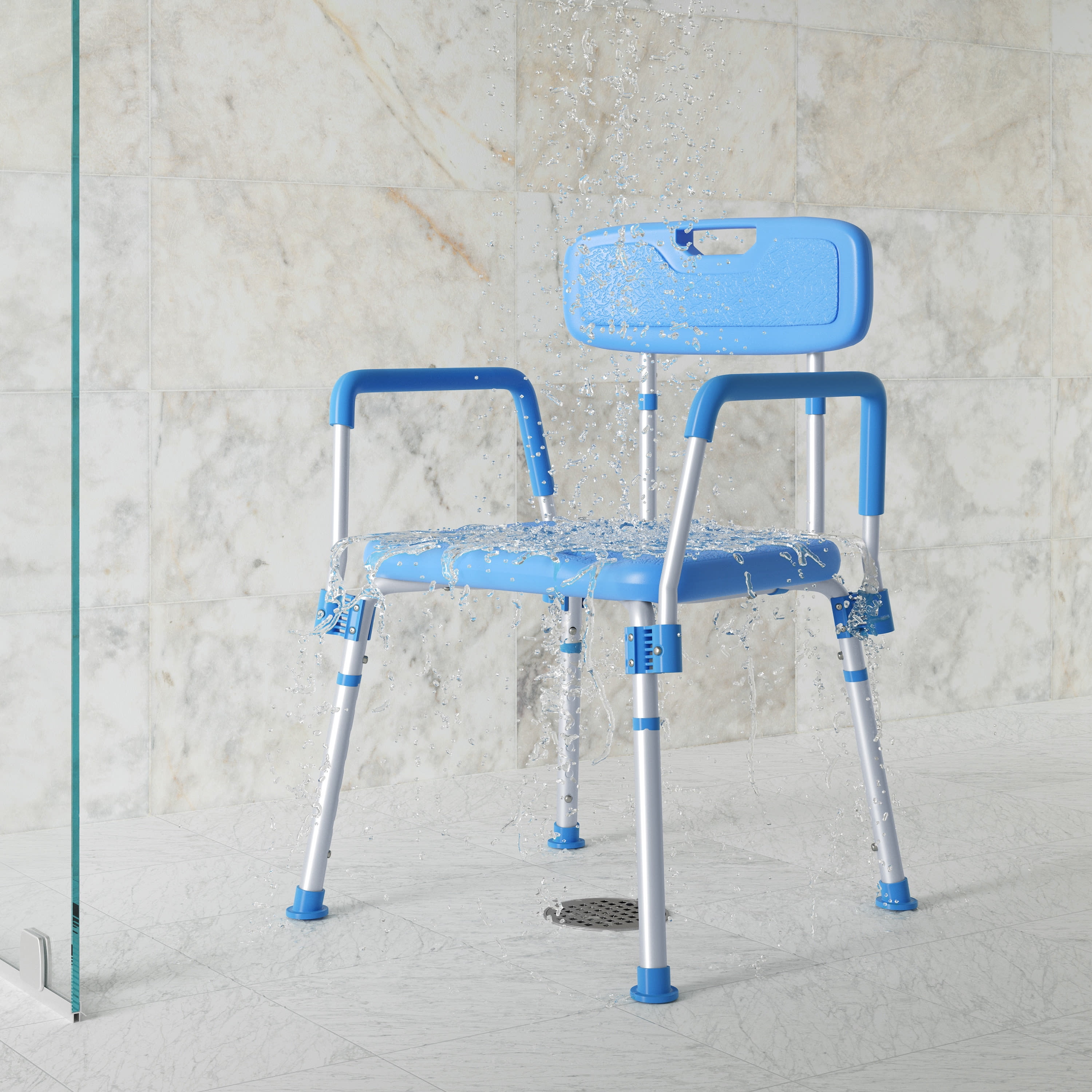 Flash Furniture Adjustable Bath & Shower Chair with Height-Adjust Frame ...