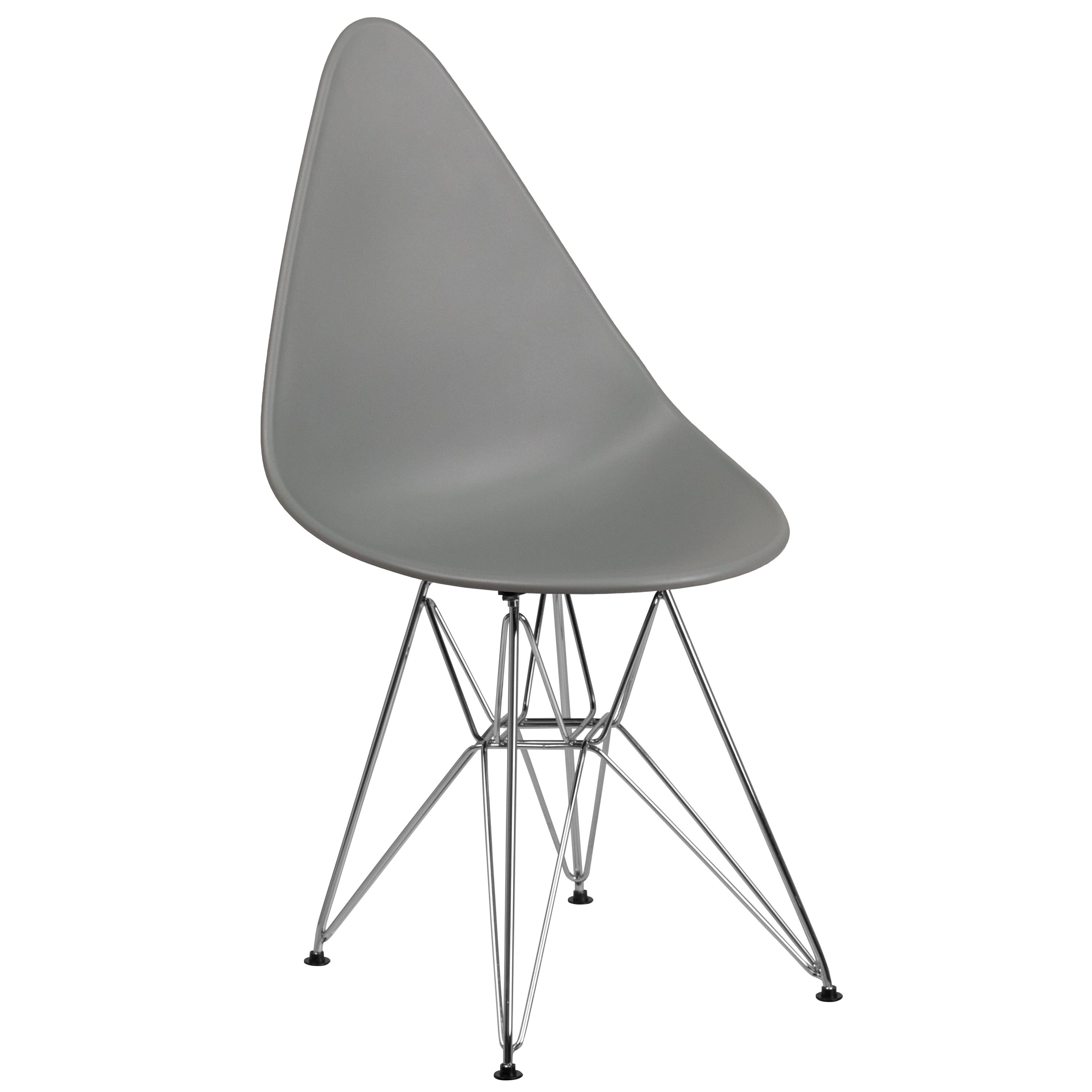 Flash Furniture Allegra Series Teardrop Gray Plastic Chair with Chrome ...
