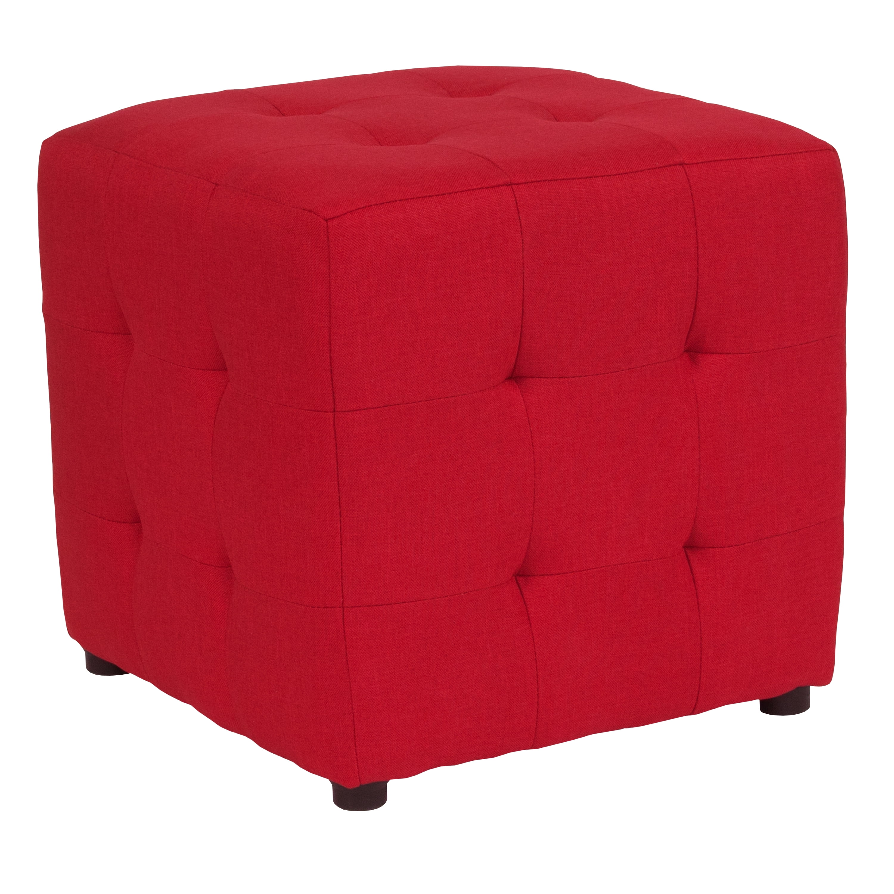 Flash Furniture Avendale Tufted Upholstered Ottoman Pouf in Red Fabric ...
