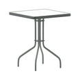 Flash Furniture Barker 23.5'' Silver Square Tempered Glass Metal Table ...