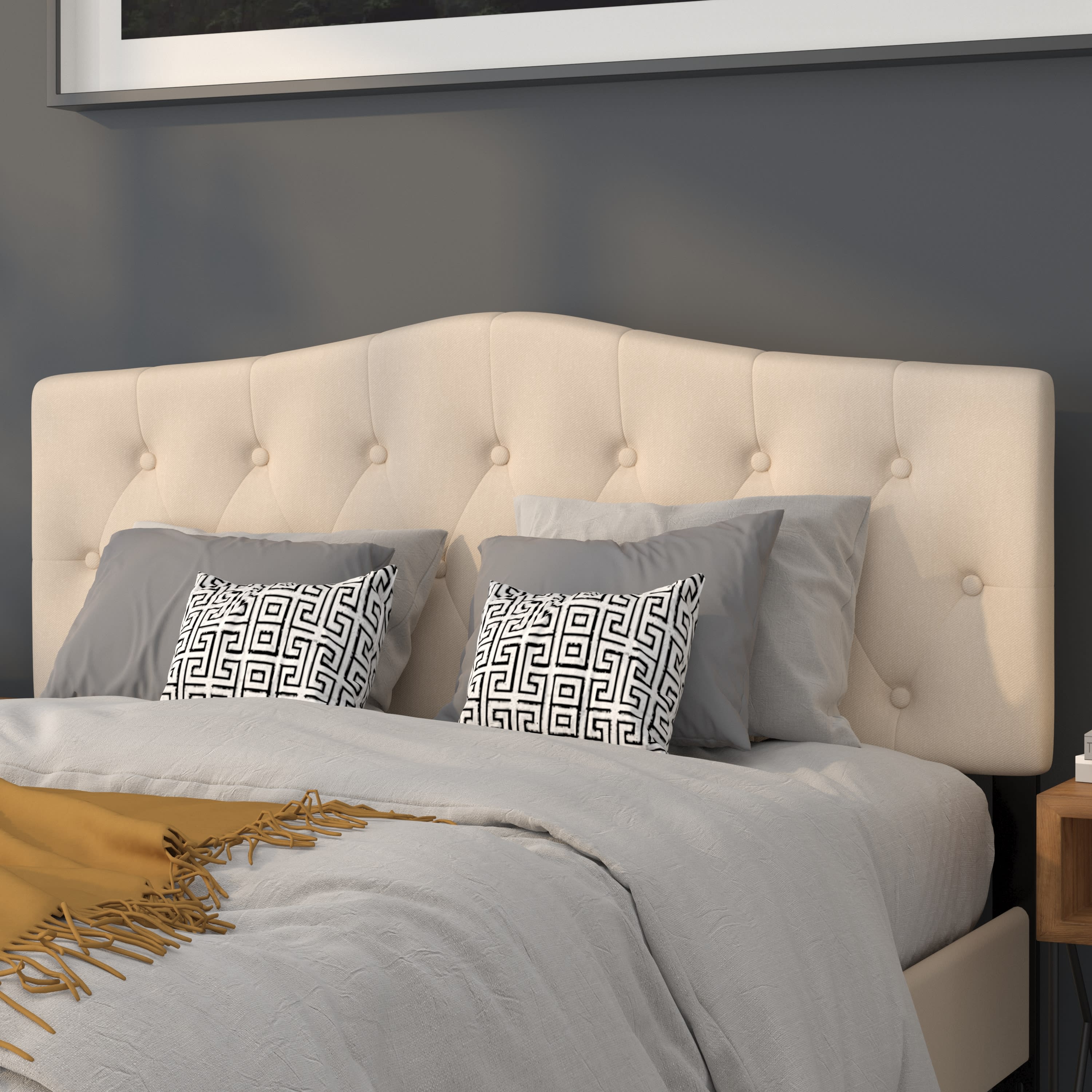Tufted Upholstered Queen Headboard in Grey - Walmart.com