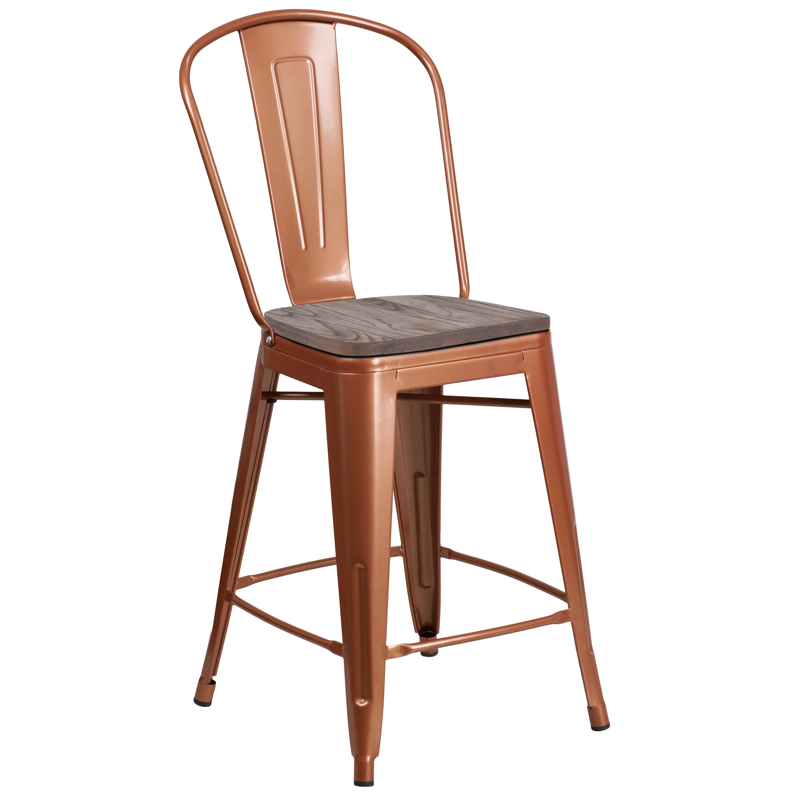 Flash Furniture Carly 24" High Copper Metal Counter Height Stool with ...
