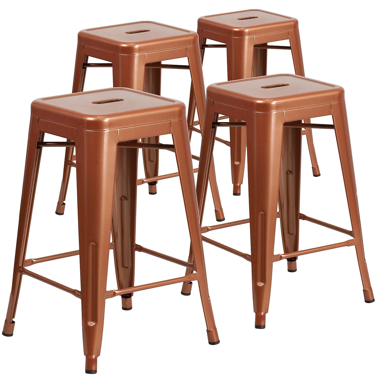 Flash Furniture Backless Copper Indoor-Outdoor Coun,PK4 4-ET-BT3503-24 ...