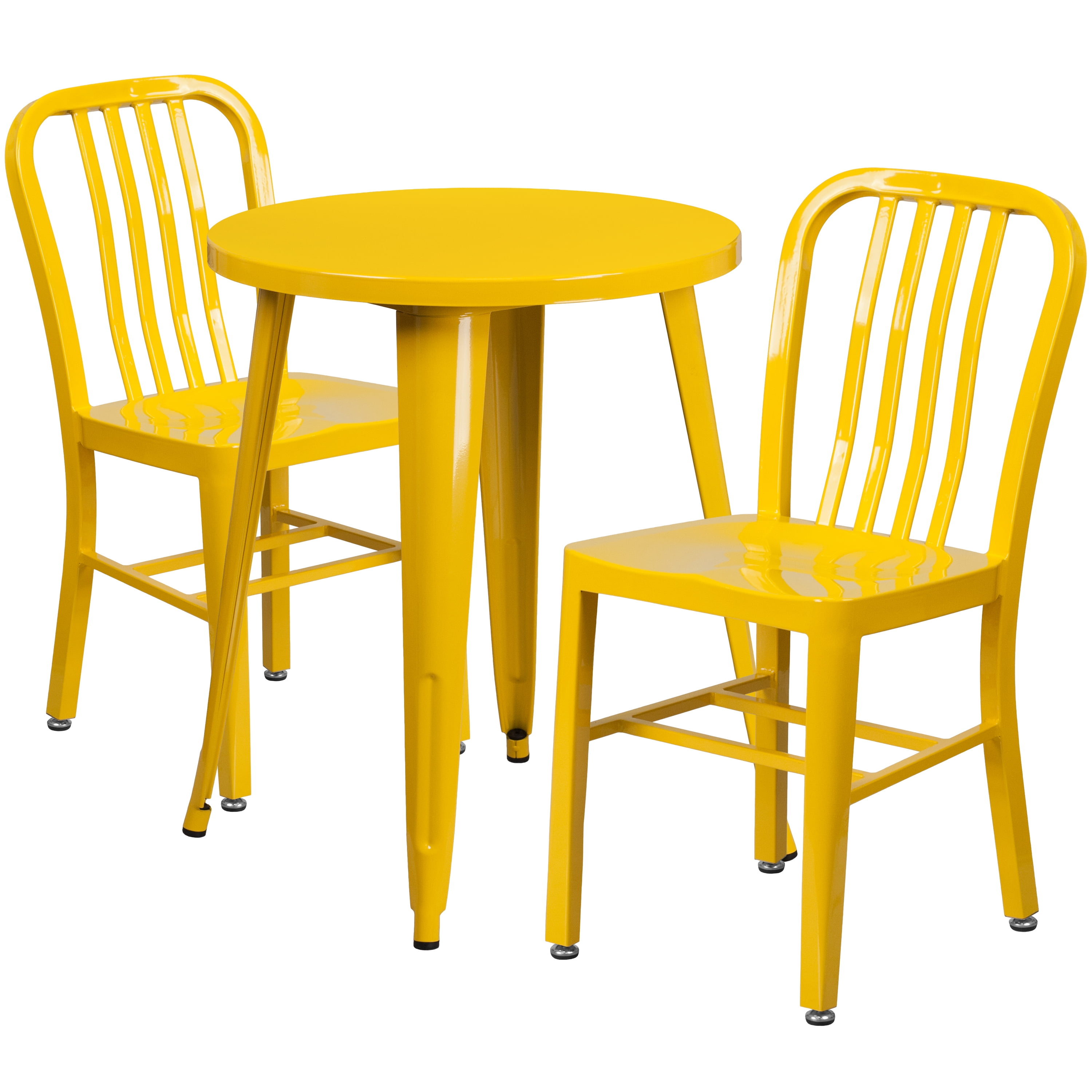 Flash Furniture Commercial Grade 24" Round Yellow Metal Indoor-Outdoor ...