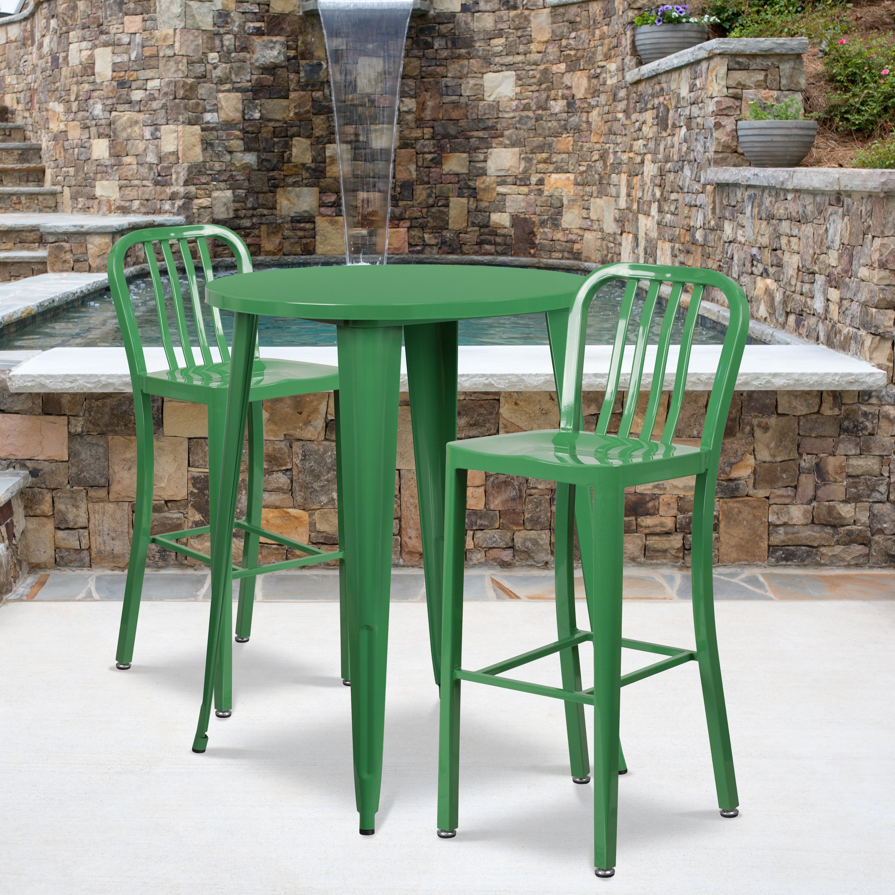 Flash Furniture Commercial Grade 30" Round Green Metal Indoor-Outdoor ...