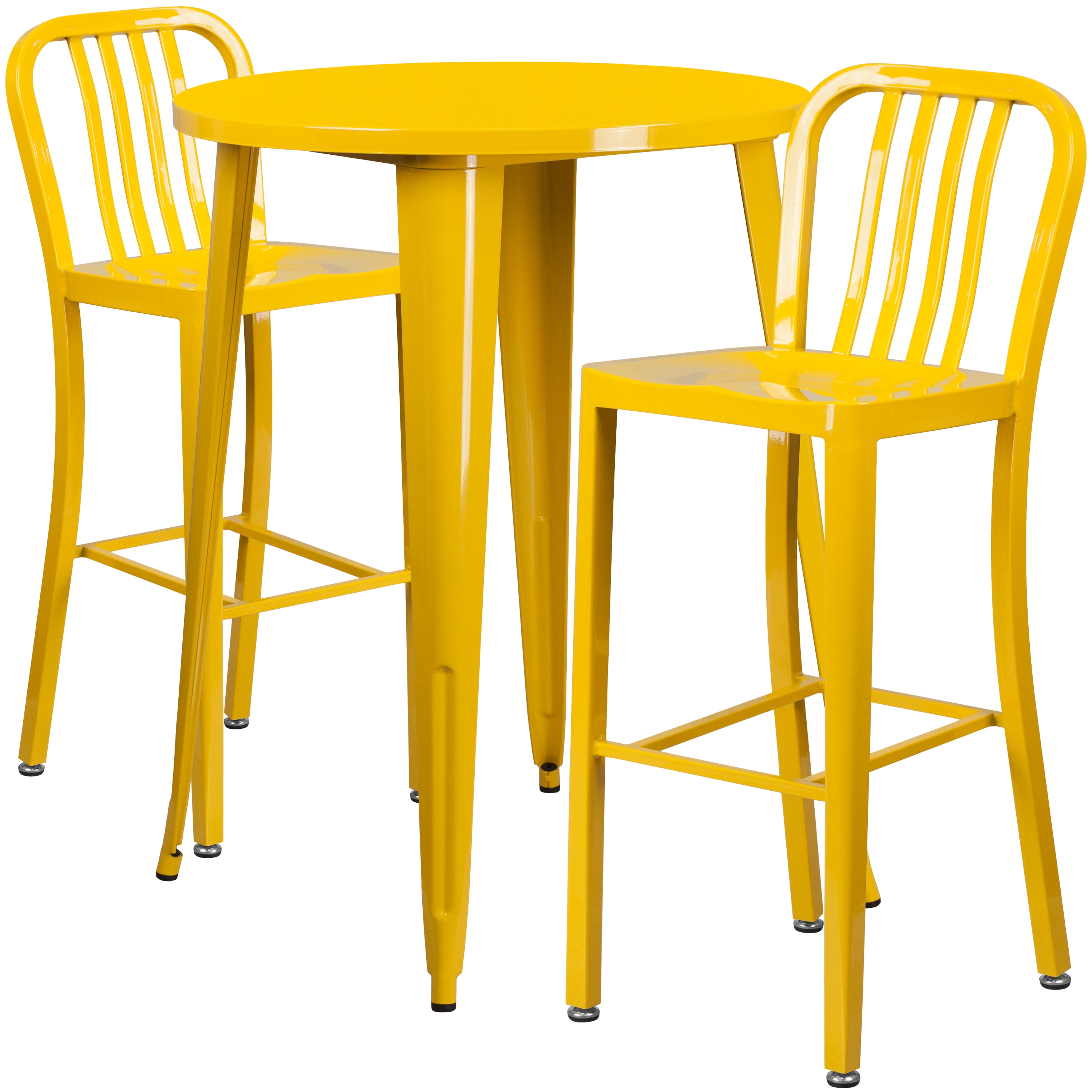 Flash Furniture Commercial Grade 30" Round Yellow Metal Indoor-Outdoor ...