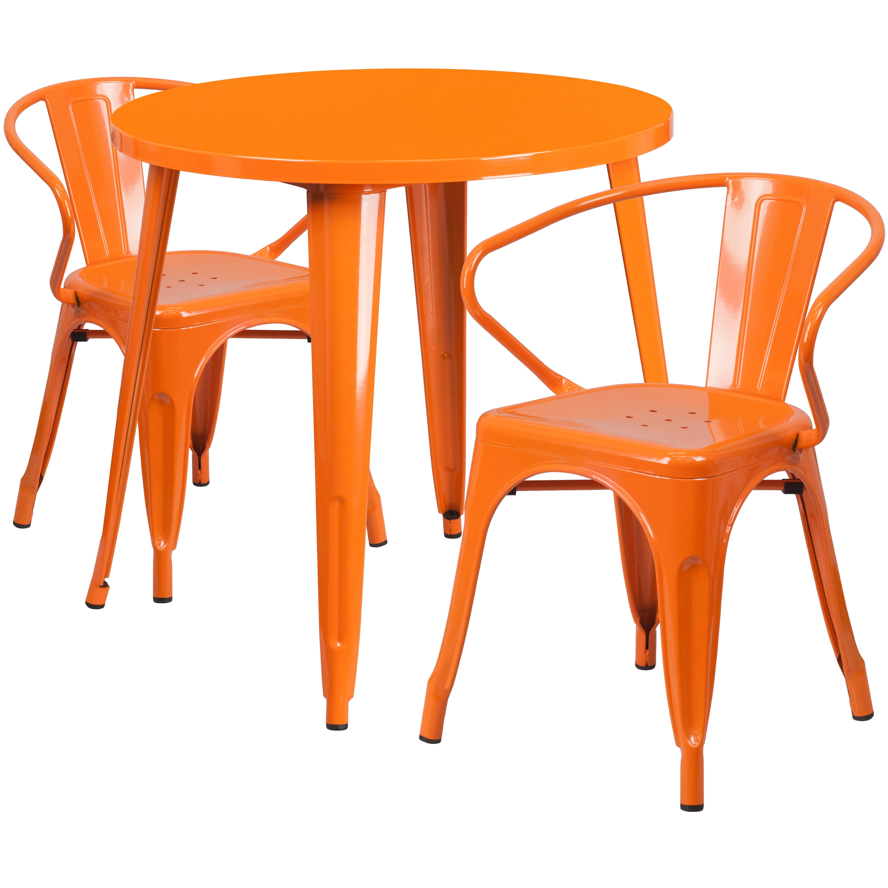 Flash Furniture Conrad Commercial Grade 30" Round Orange Metal Indoor ...