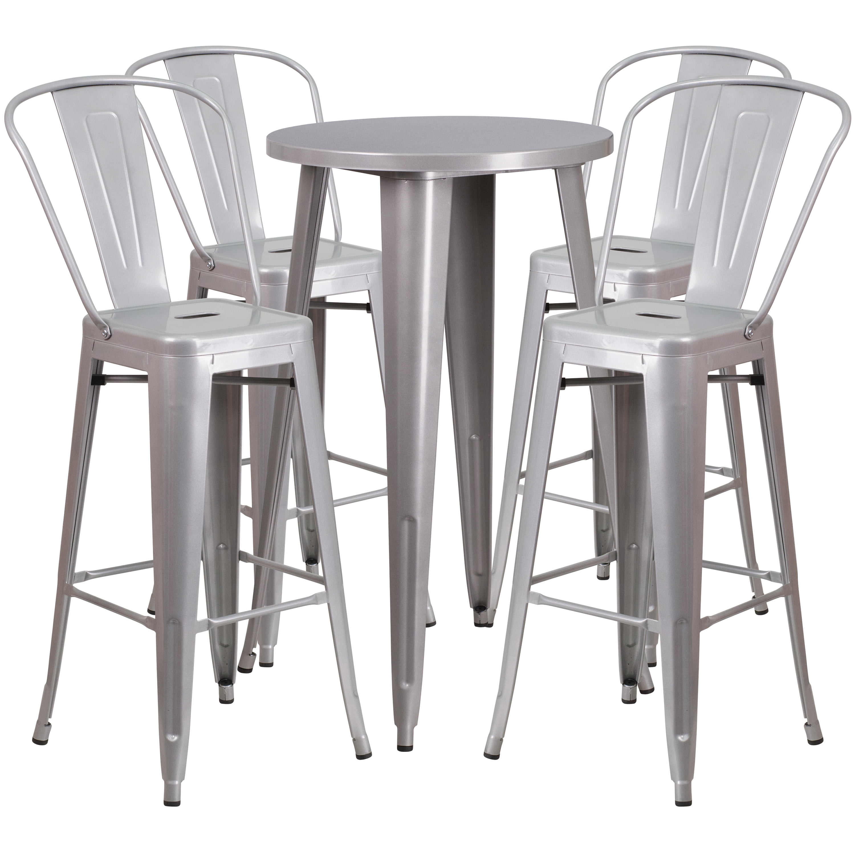 Flash Furniture Dexter Commercial Grade 24" Round Silver Metal Indoor ...