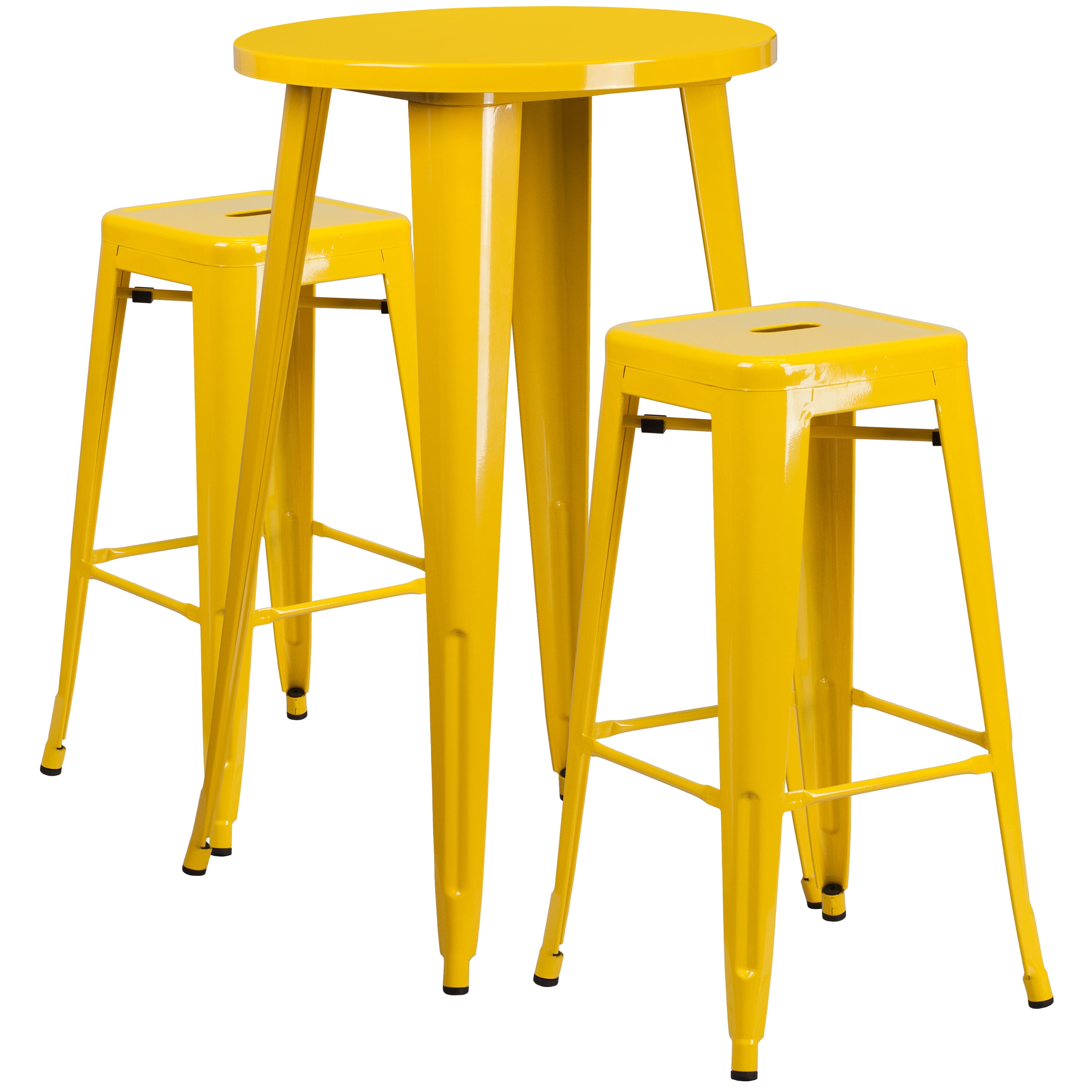 Flash Furniture Douglas Commercial Grade 24" Round Yellow Metal Indoor ...