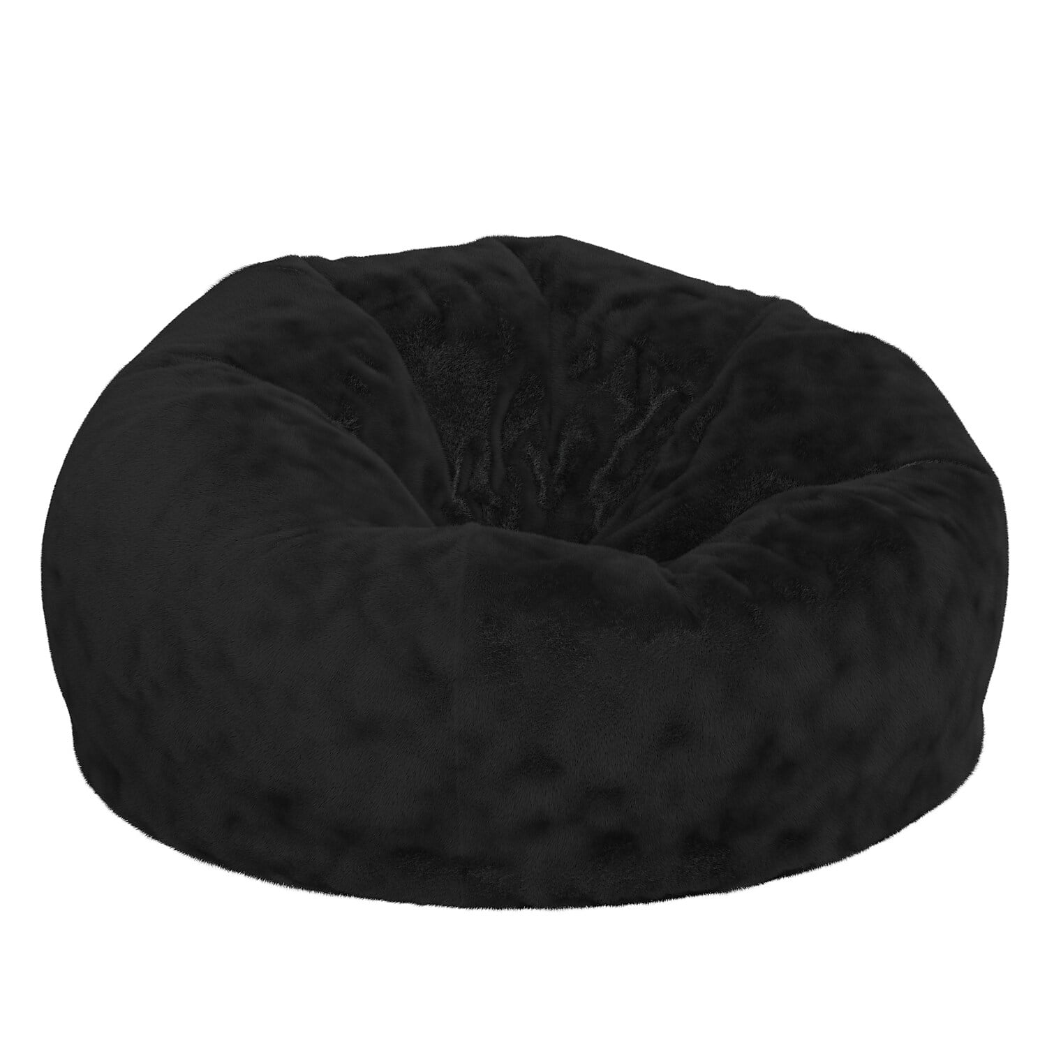 Flash Furniture Duncan Furry Oversized Refillable Bean Bag Chair Black ...