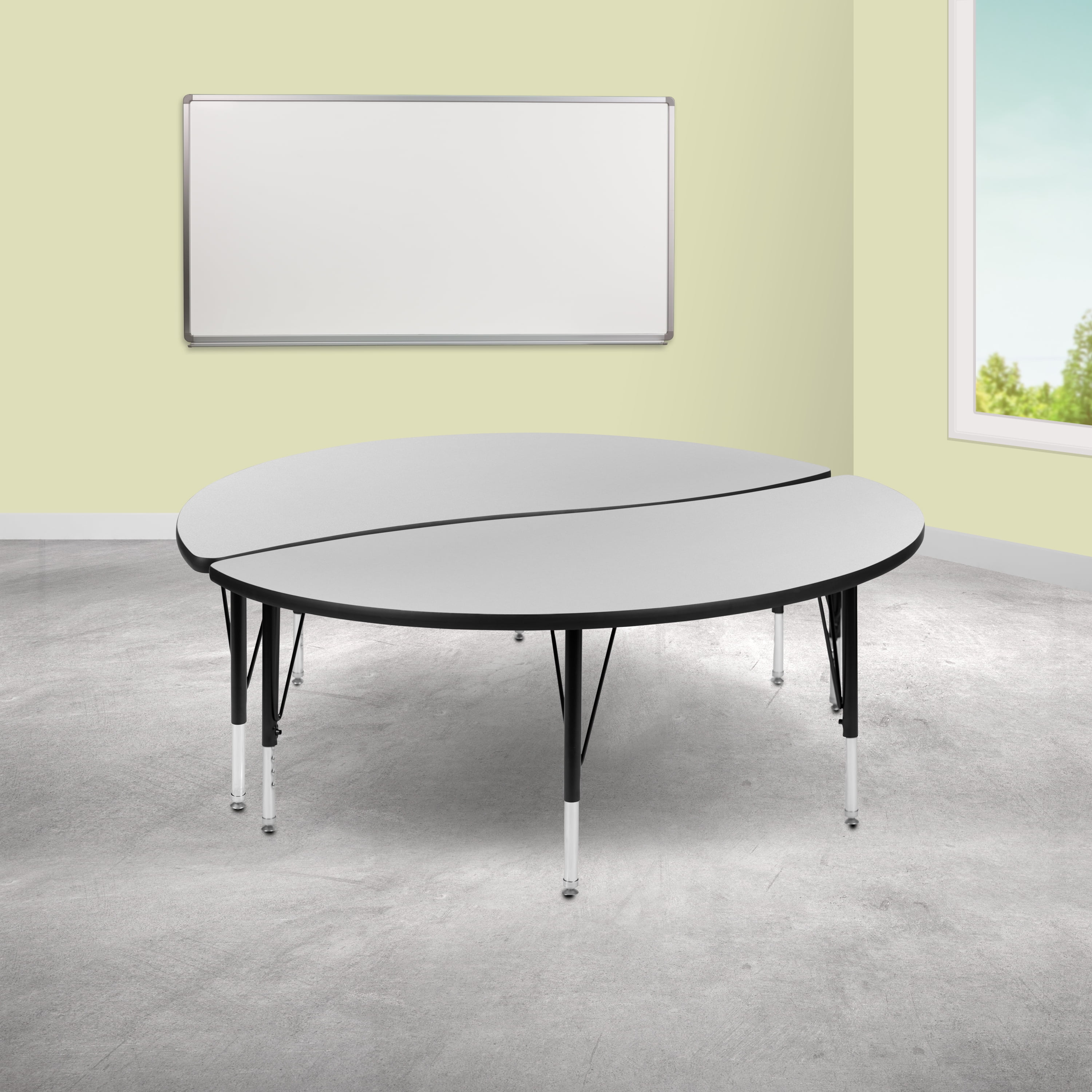 Flash Furniture Emmy 2 Piece Emmy 60" Circle Wave Flexible Grey Thermal ...