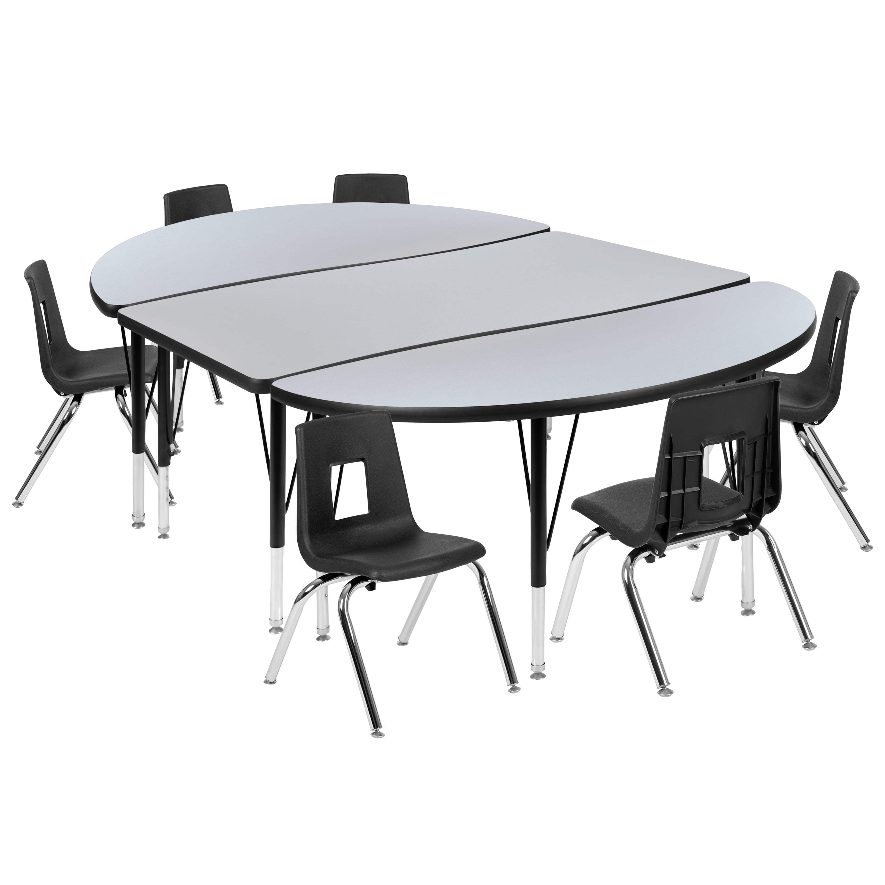 Flash Furniture Emmy 76" Oval Wave Flexible Laminate Activity Table Set ...
