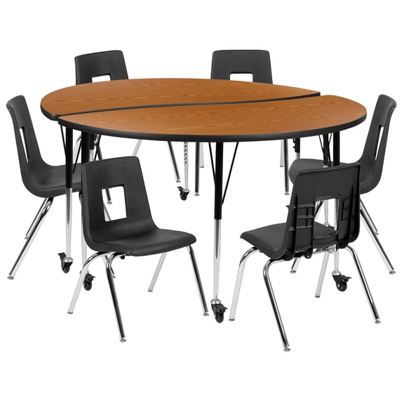 Flash Furniture Emmy Mobile 60" Circle Wave Flexible Laminate Activity ...