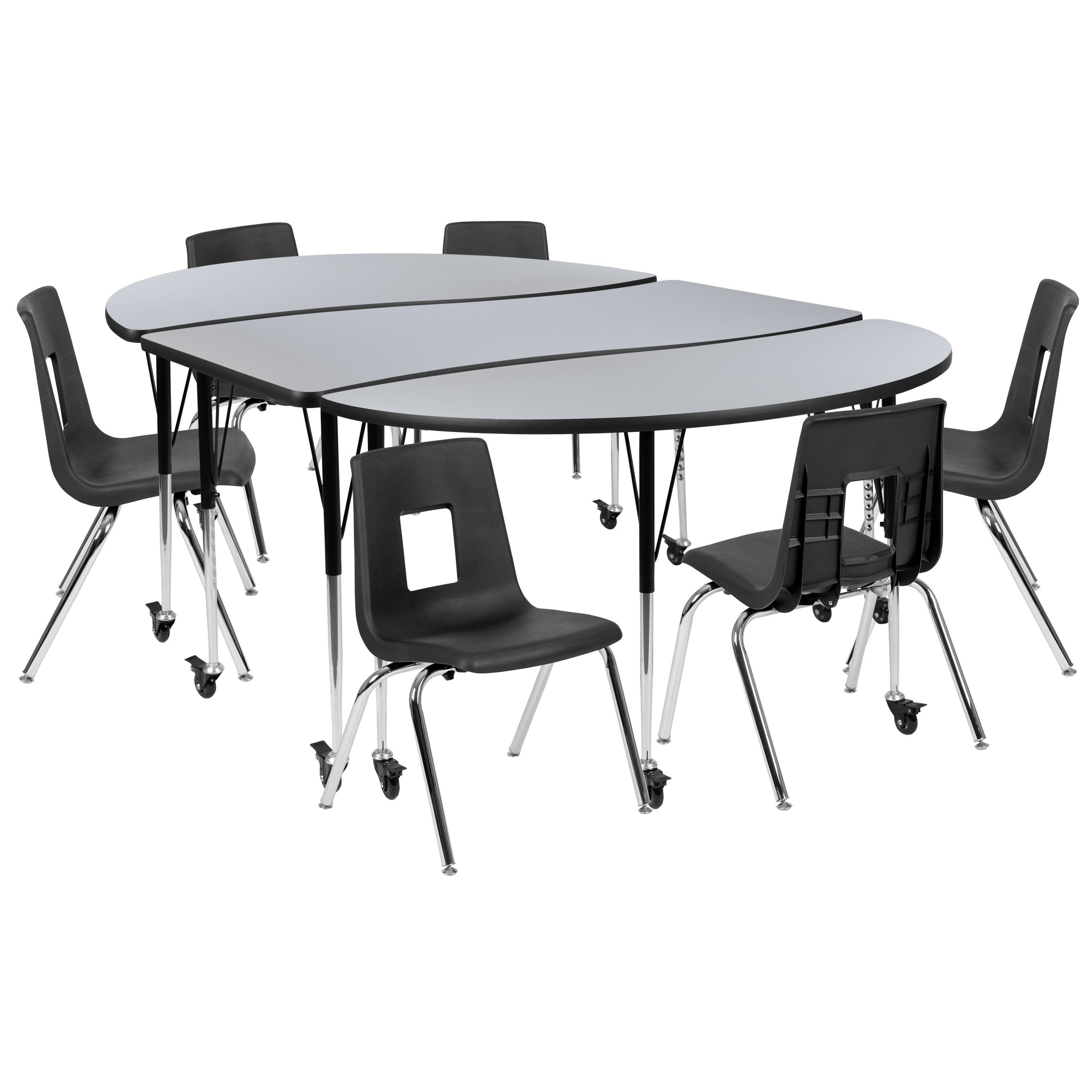 Flash Furniture Emmy Mobile 86" Oval Wave Flexible Laminate Activity ...