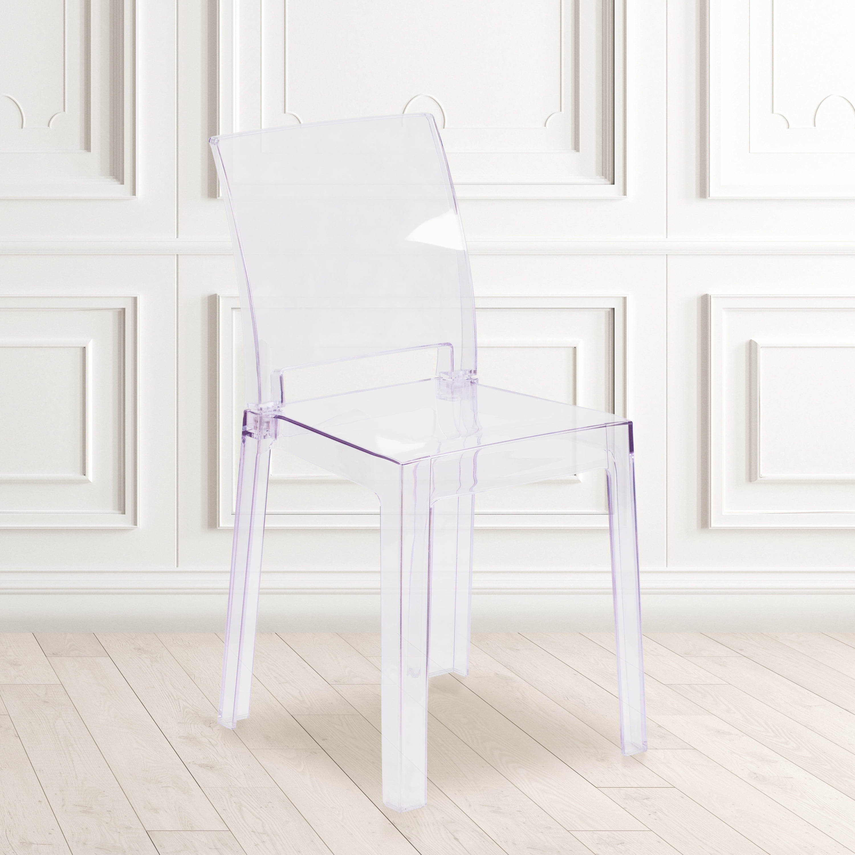 Flash Furniture Ghost Chair with Square Back in Transparent Crystal ...