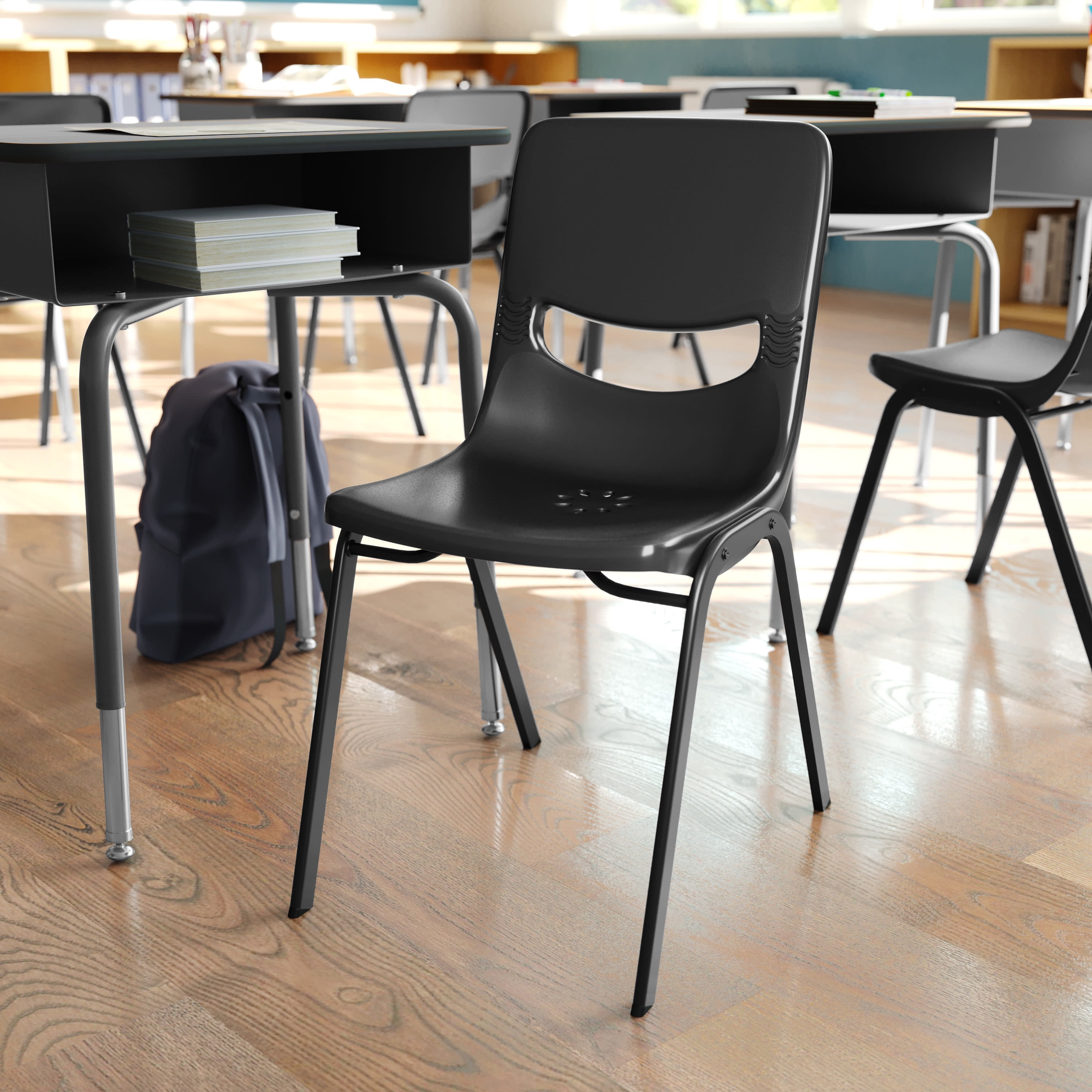 Flash Furniture HERCULES Polypropylene Heavy-Duty Classroom Stack Chair ...